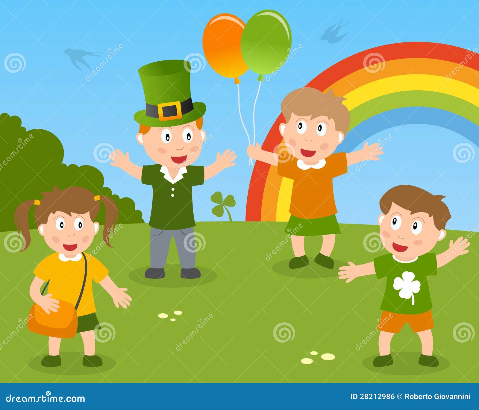 St. Patrick S Kids in the Park Stock Vector - Illustration of baby ...