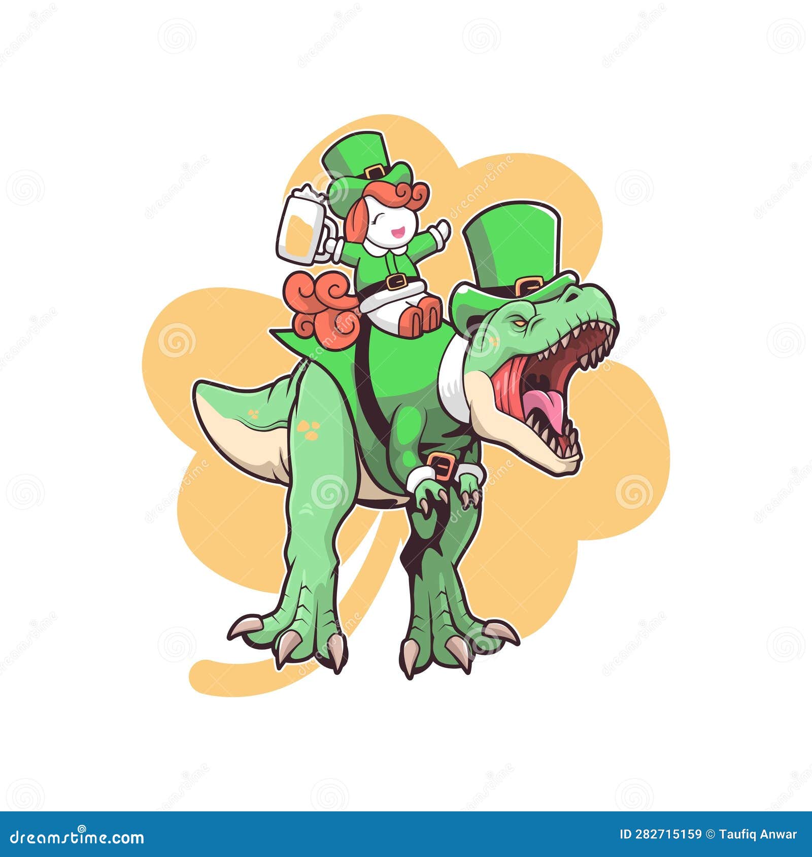 St Patrick Saurus Vector Illustration T Shirt Design | CartoonDealer ...
