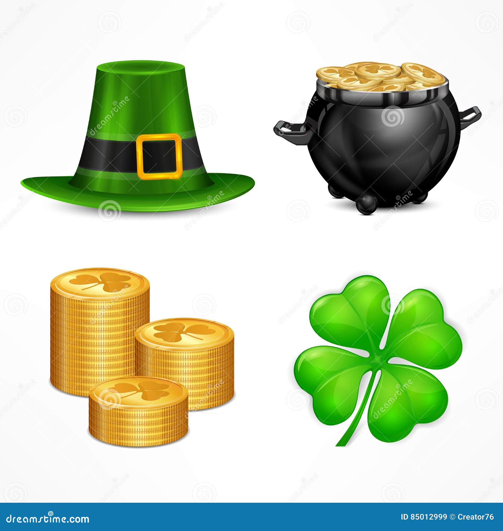 St Patrick Symboles De Jour De S Sur Le Blanc Illustration de Vecteur ...