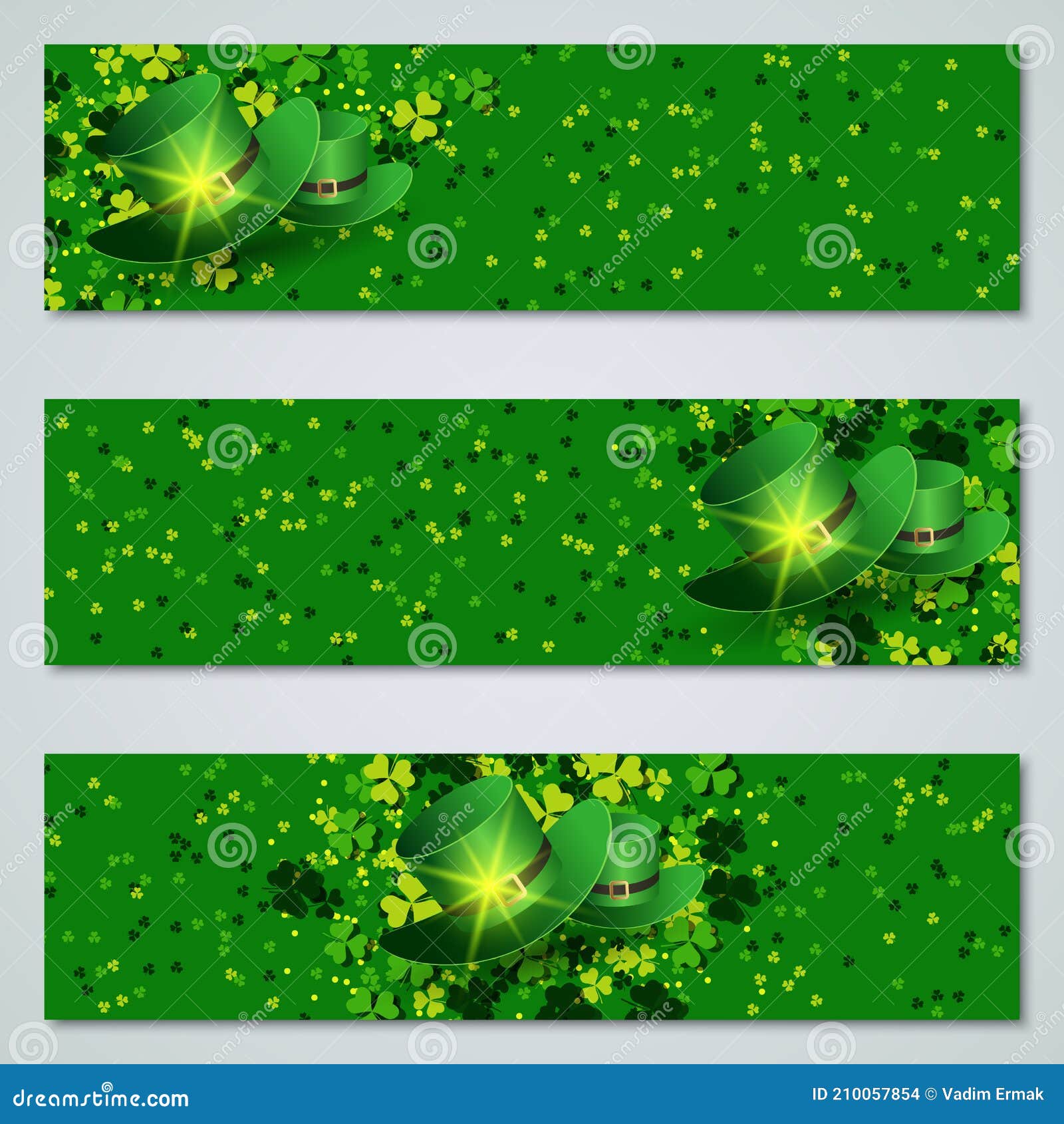St.Patrick`s Day Horizontal Banners Vector Collection Stock Vector ...