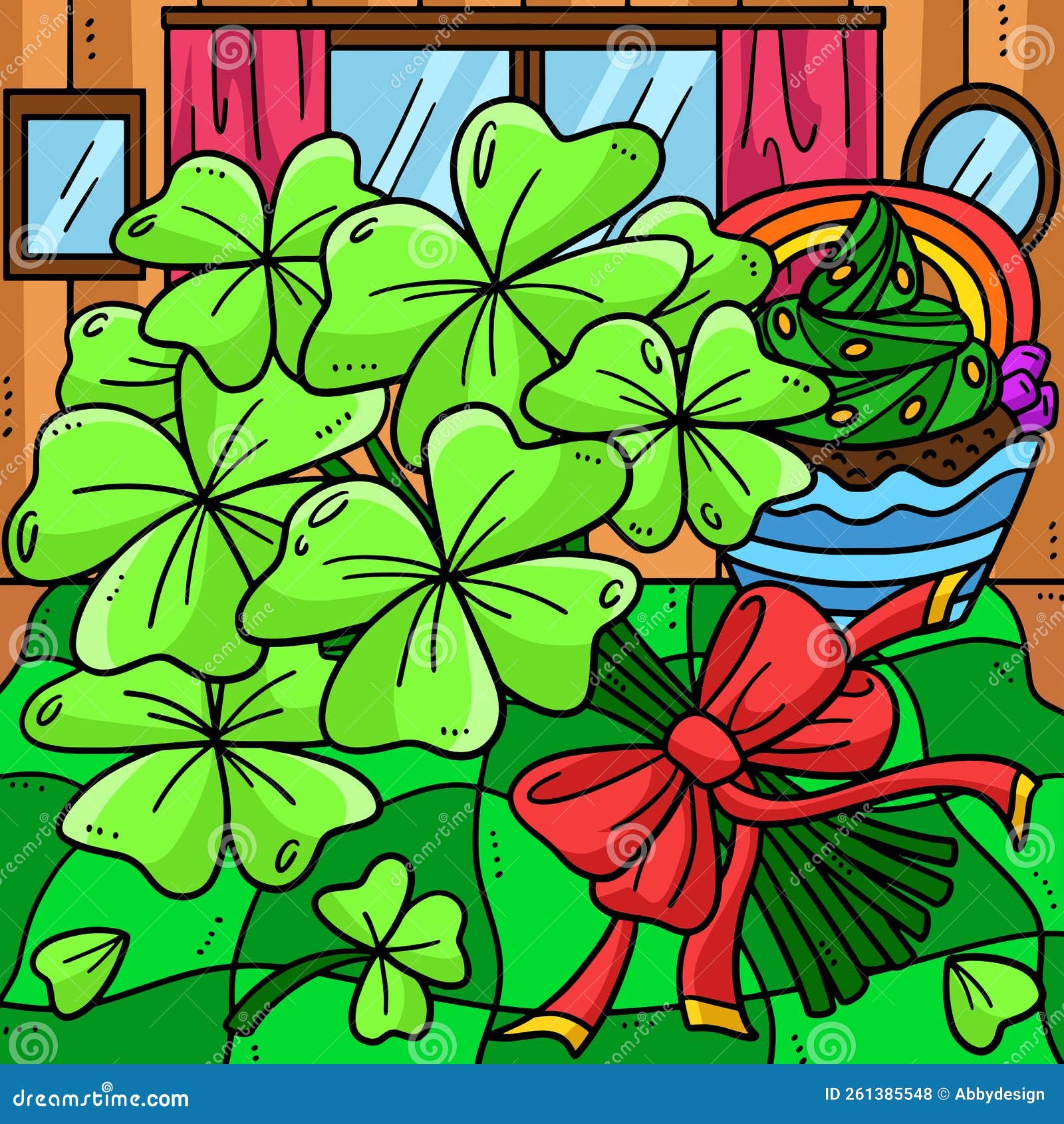 St Patricks Bundle Of Shamrocks Colored Cartoon Stock Vector