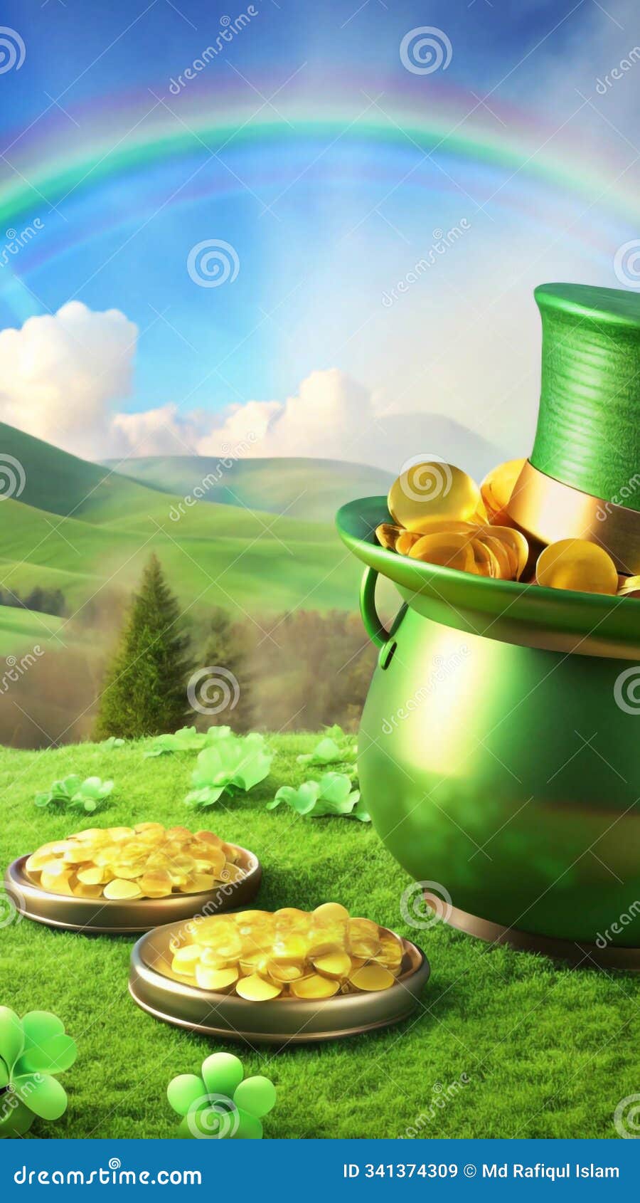 St Patricks Day Clover Field a Lively Wallpaper. Generative AI Stock ...