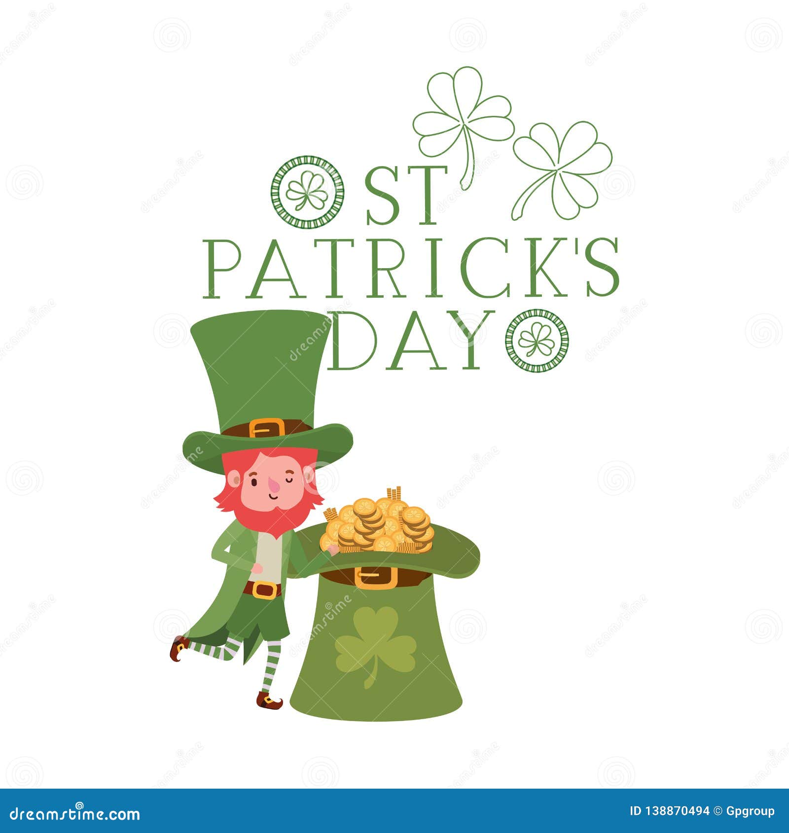 St Patricks Day Label With Leprechaun Character Stock Vector