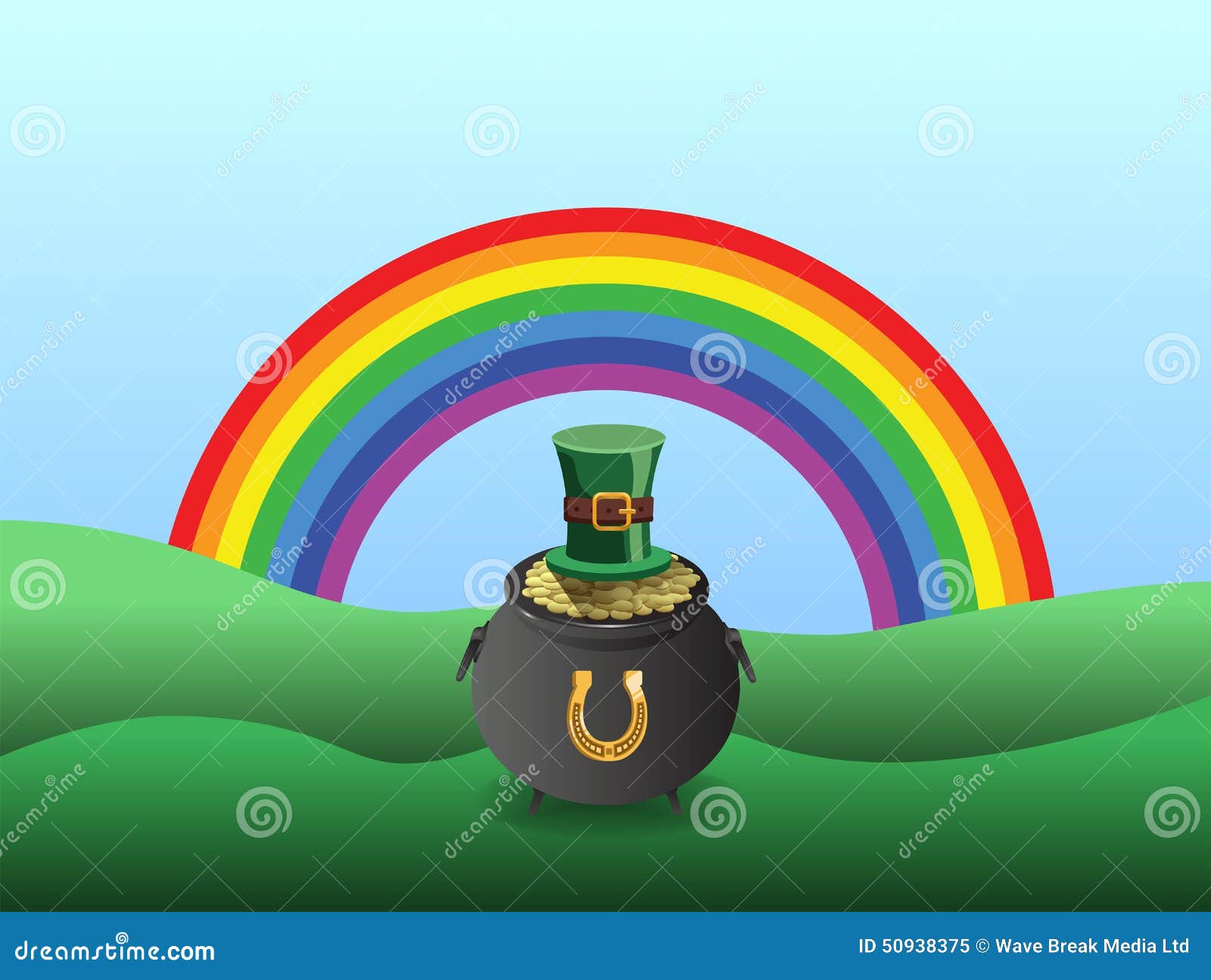 Pot Of Gold, Rainbow - Fortune Concept, White Background Royalty-Free ...