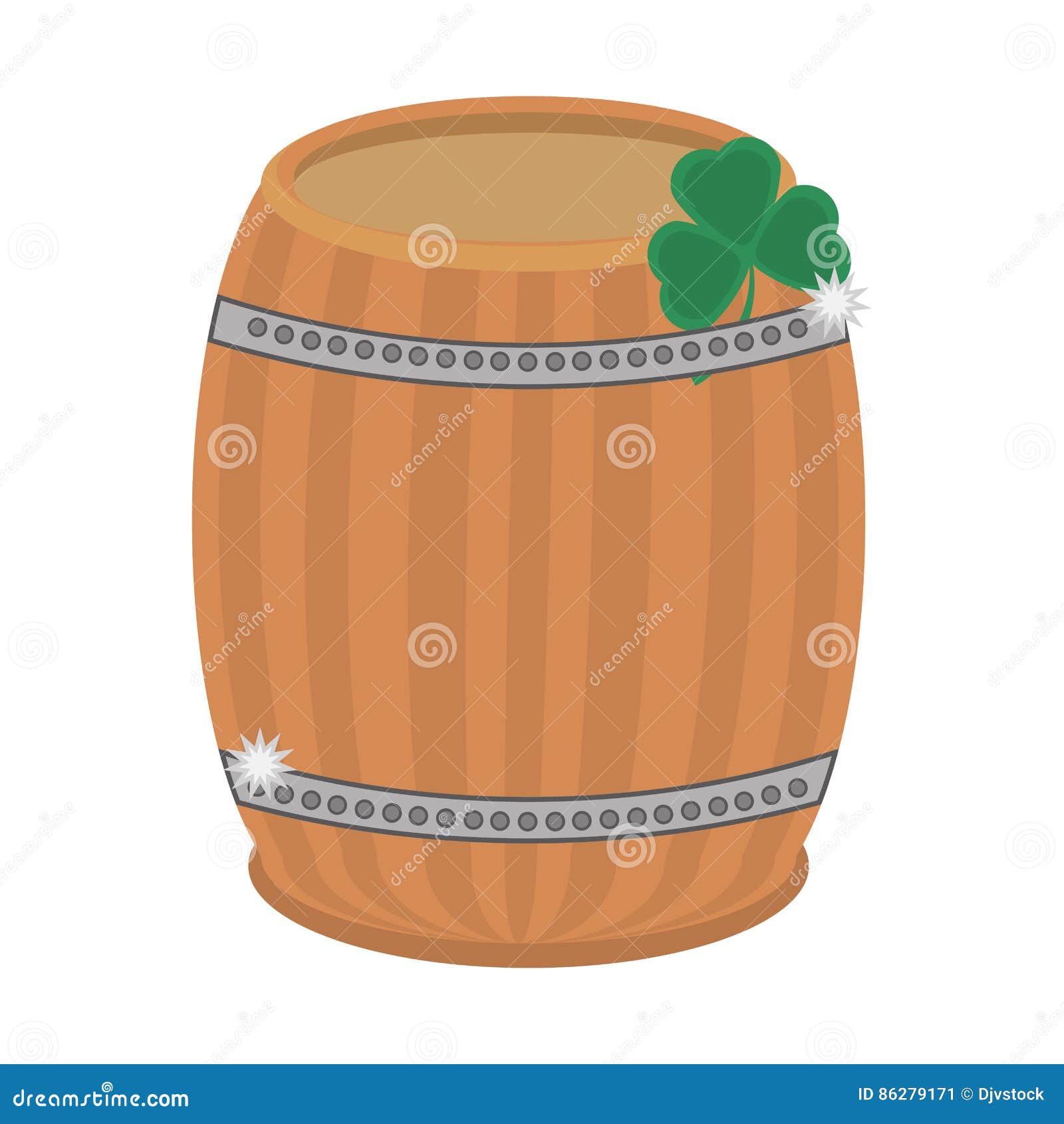 St Patricks Day Wood Barrel Clover Stock Illustration - Illustration of ...