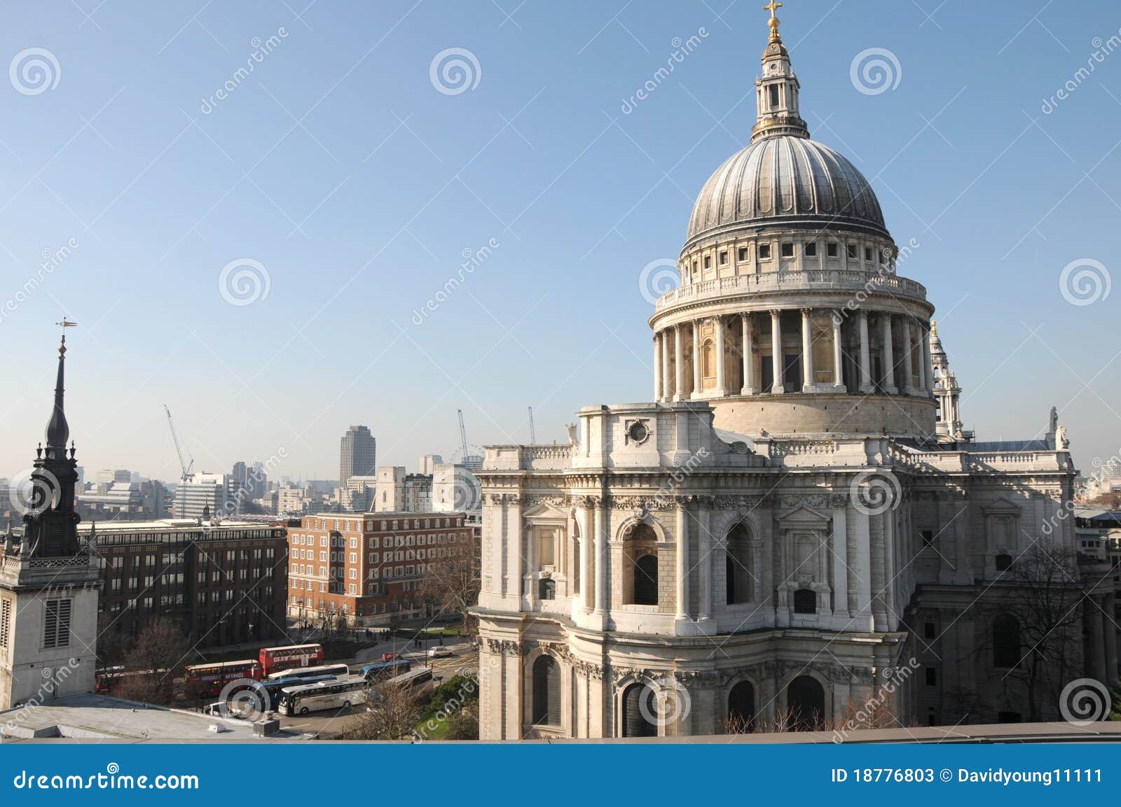 St Pauls Cathedral from Rooftop Stock Image - Image of steeple, thames ...