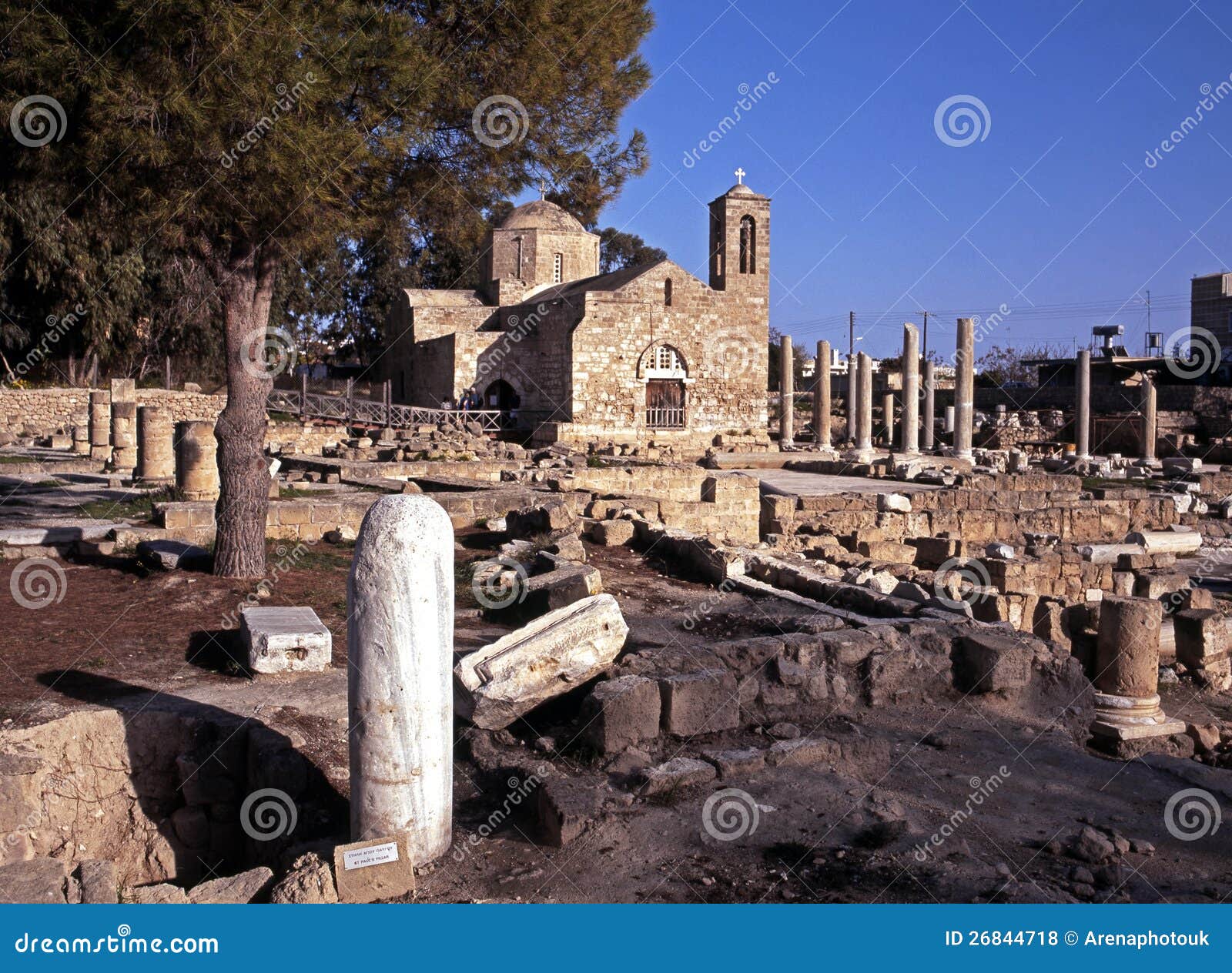 St. Pauls Pillar And Basilica, Paphos, Cyprus. Royalty-Free Stock Image ...