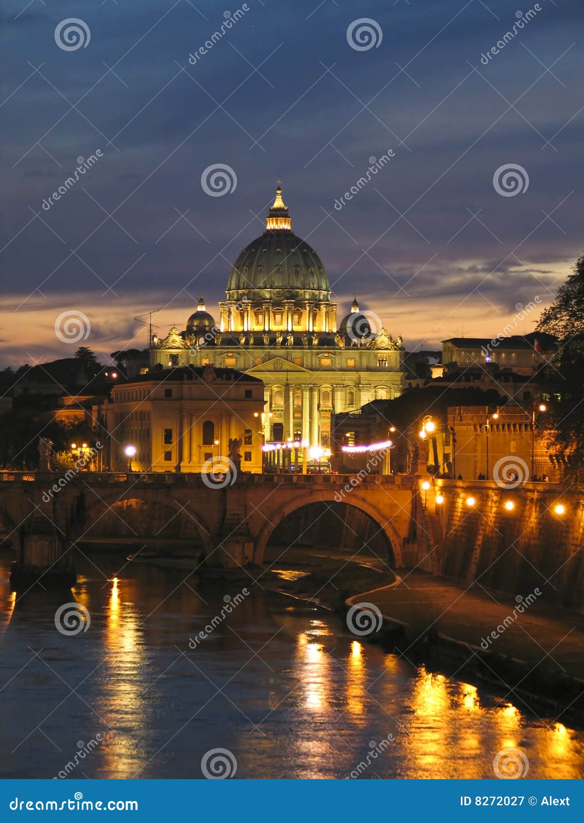 St. Peter Dome in Vatican, Night Stock Image - Image of christianity ...