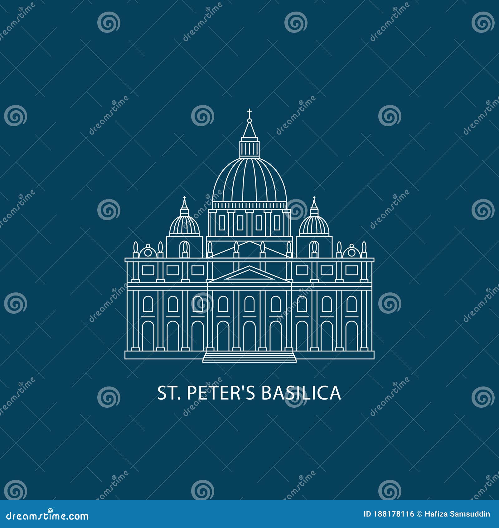 St.peter s basilica stock vector. Illustration of place - 188178116