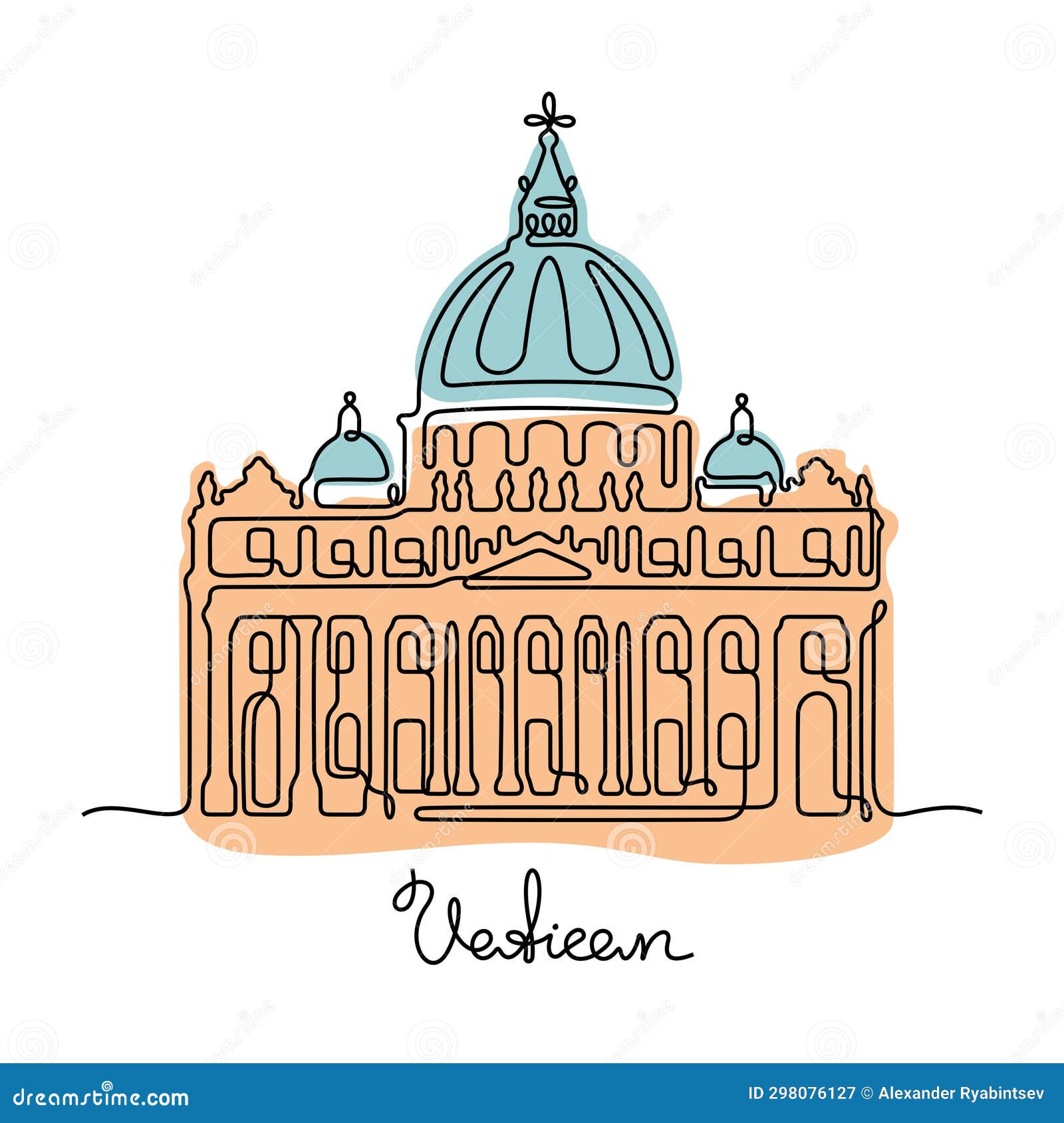 St. Peters Basilica, Vatican Vector Illustration. Stock Illustration ...