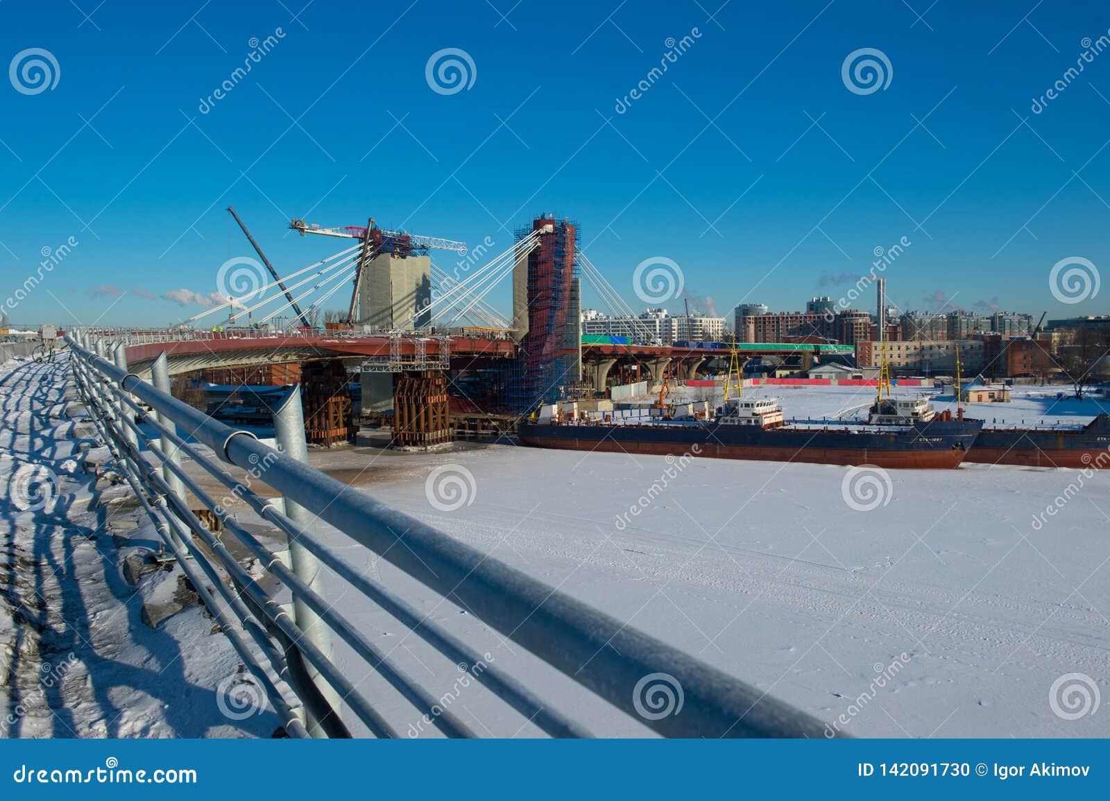 The Cable-stayed Bridge Under Construction. the Final Stage of ...