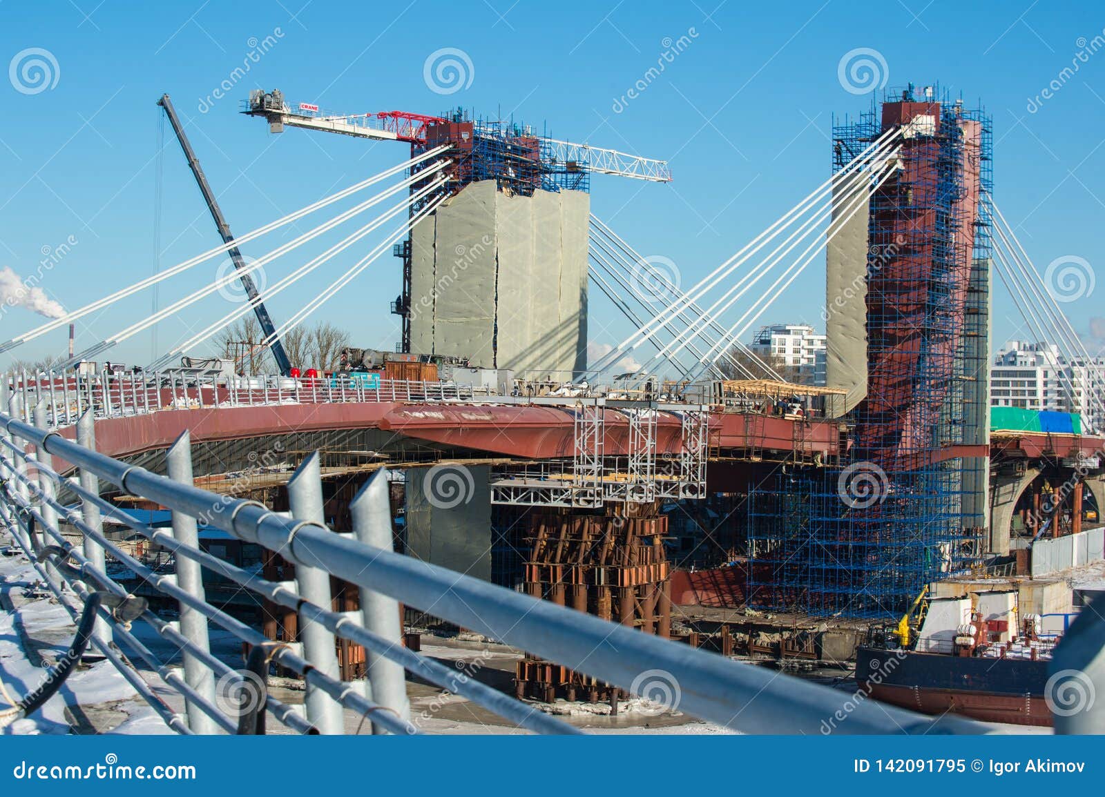 The Cable-stayed Bridge Under Construction. the Final Stage of ...