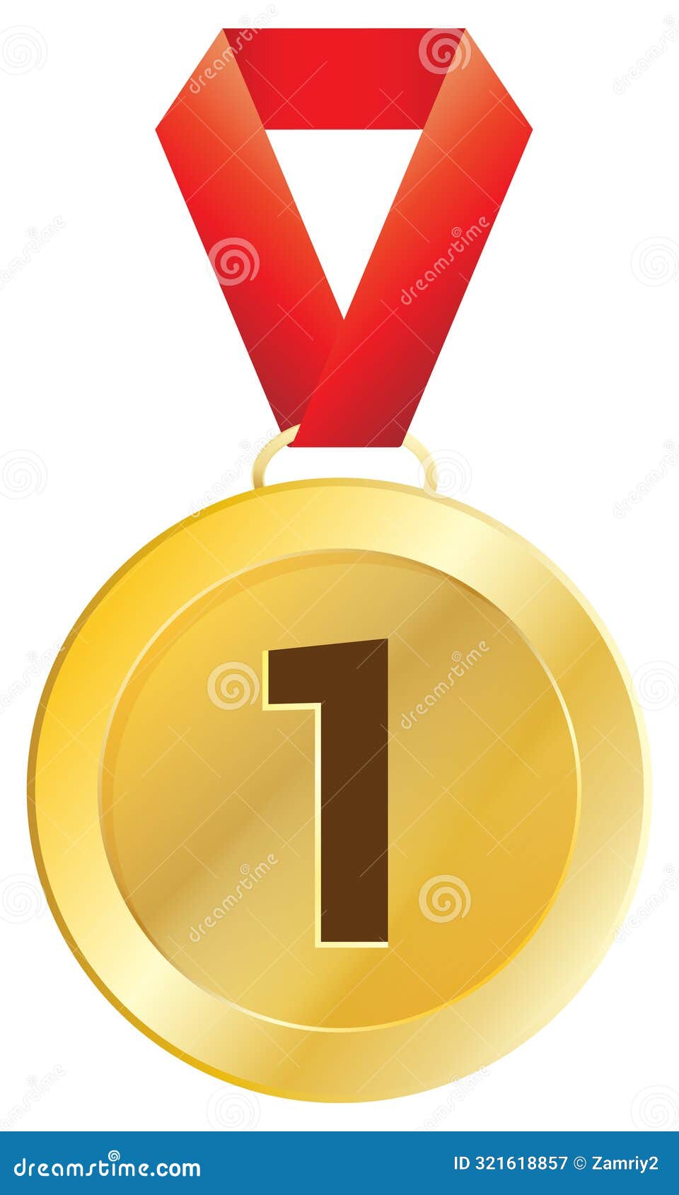 1st Place Gold Medal with Red Ribbon Stock Vector - Illustration of ...