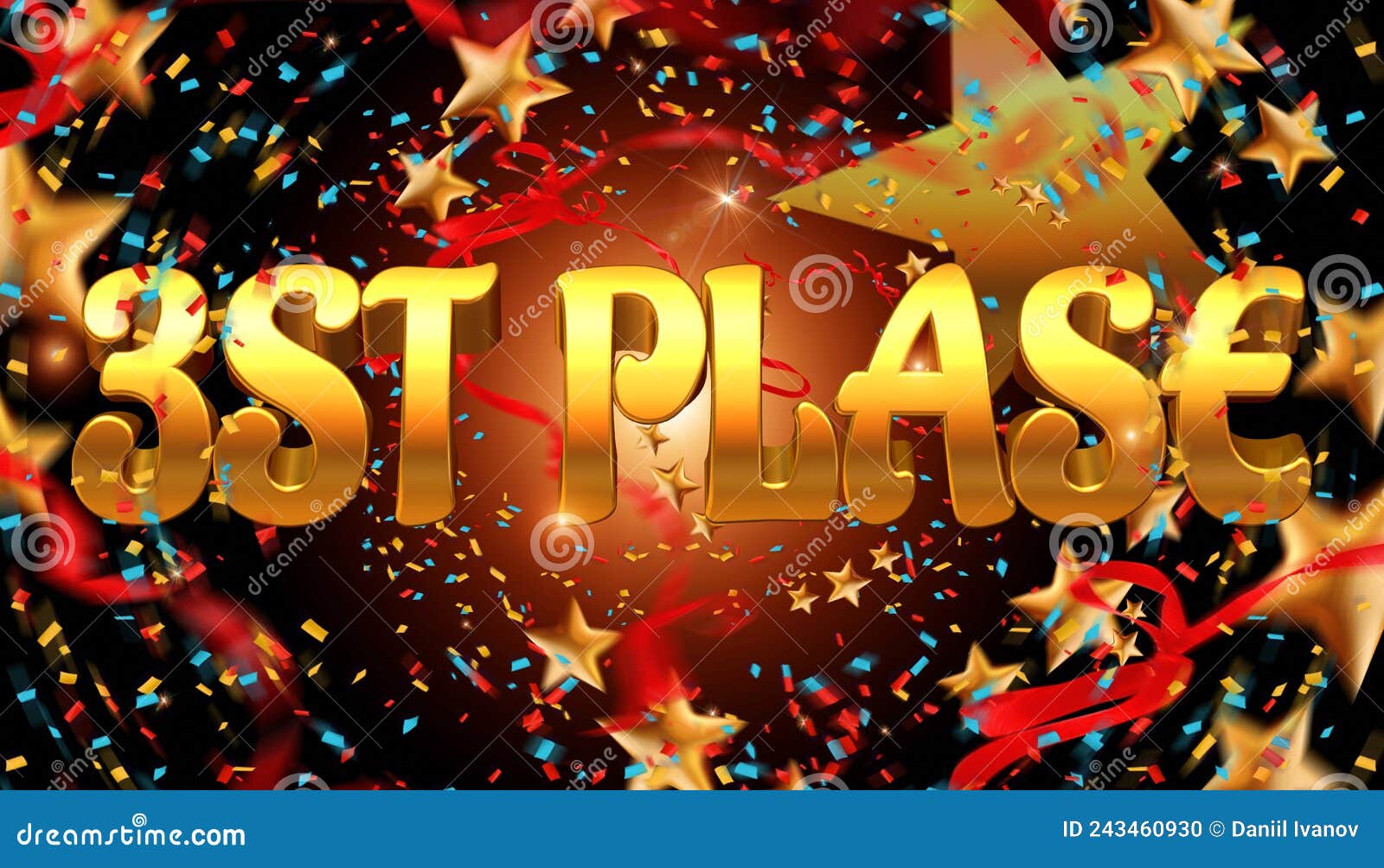 3ST PLACE WINNER BANNER GOLD, Stock Illustration - Illustration of ...