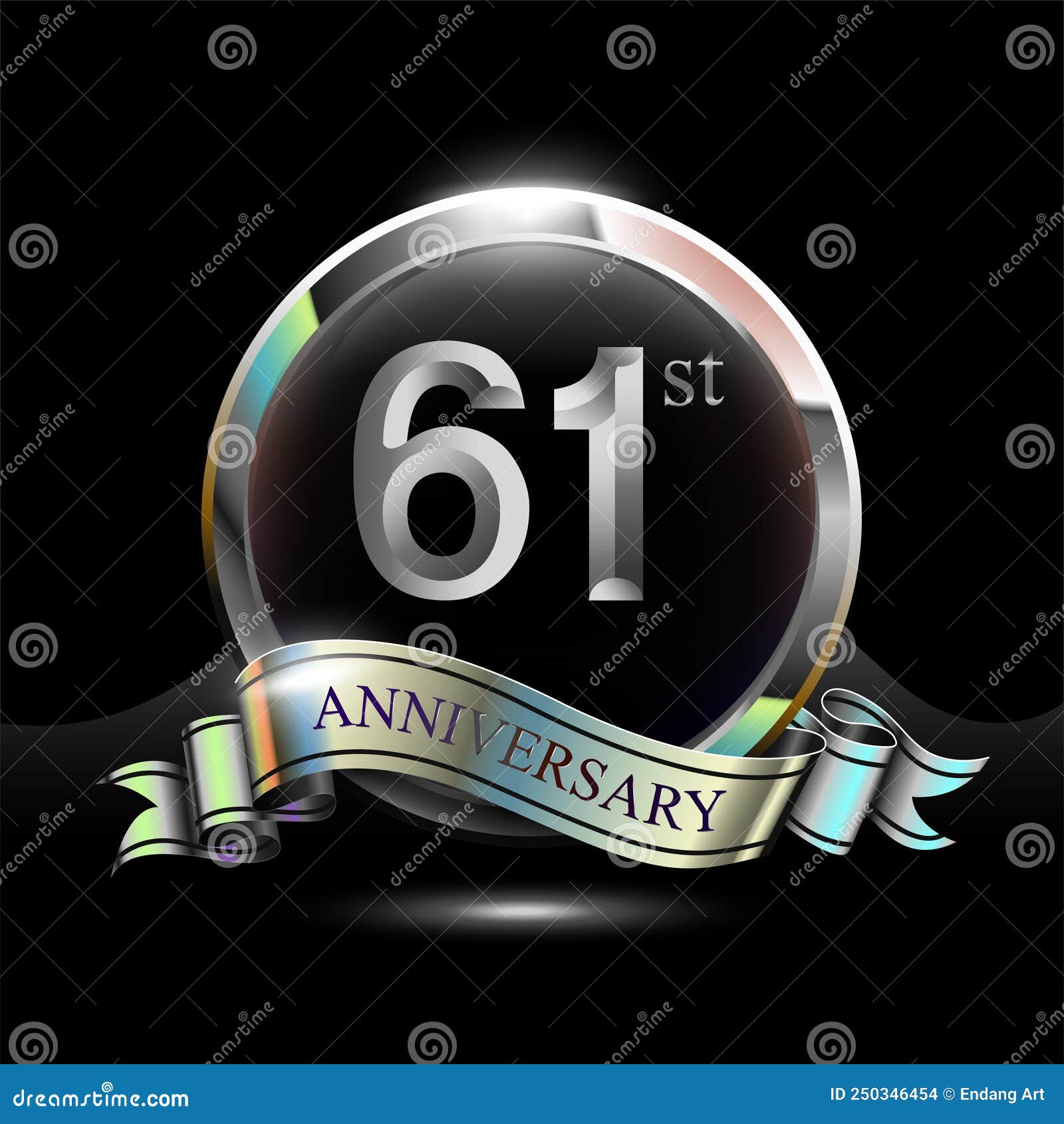 61st Silver Anniversary Logo Stock Vector - Illustration of holiday ...