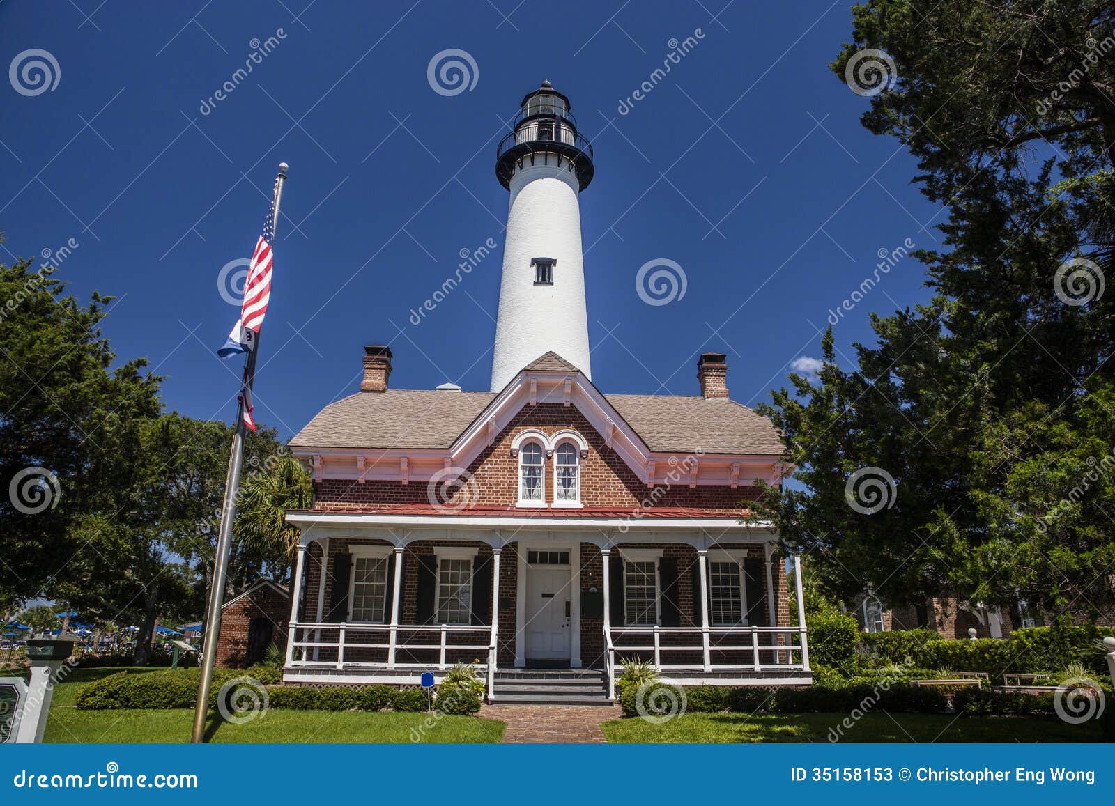 St. Simon Light House stock image. Image of trees, lighthouse - 35158153