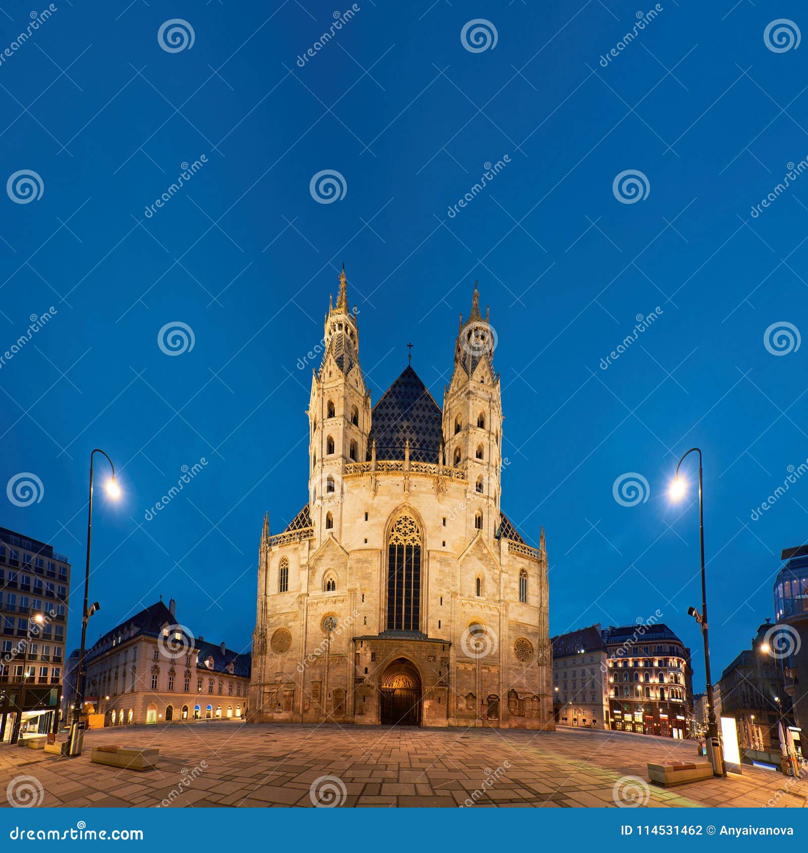 Panoramic Image of St. Stephan Cathedral Stephansdom in Vienna Stock ...