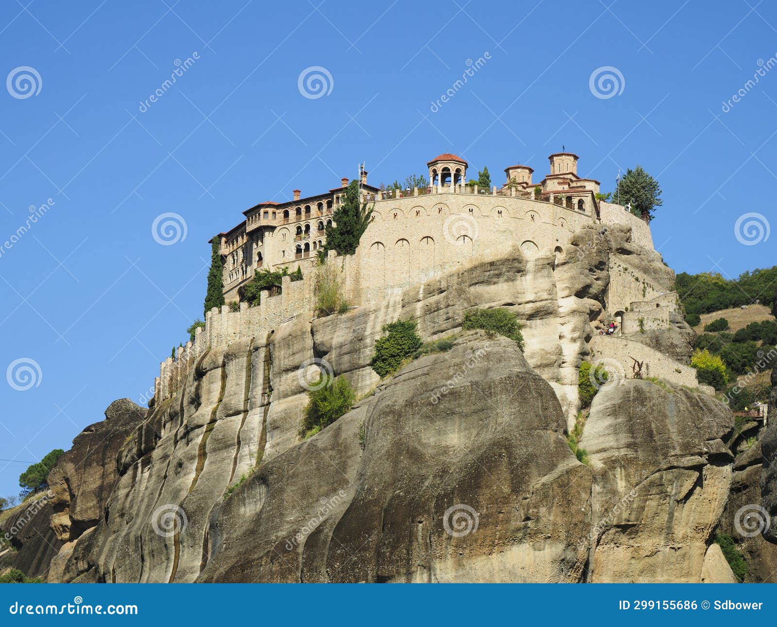 The St Stephan S Monastery Sitting on Top a Rock Column in Meteora ...