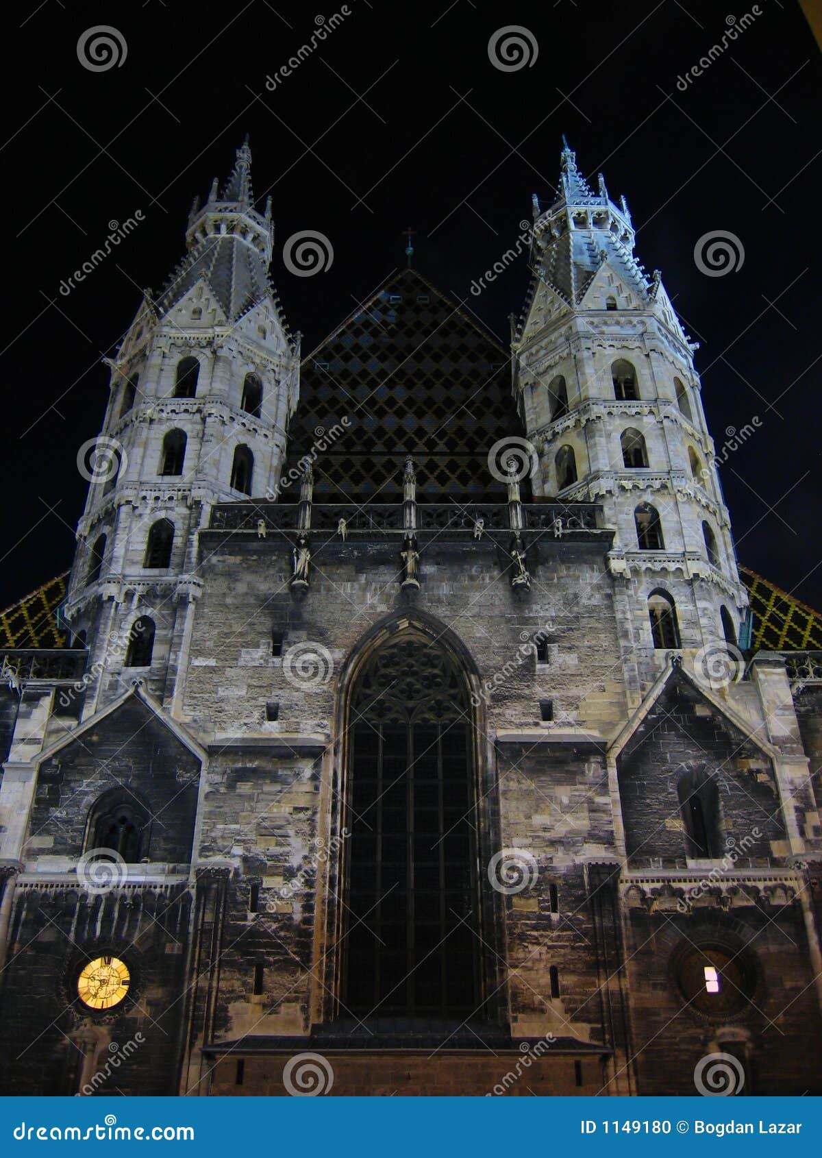 St. Stephens Cathedral at Night - Vienna, Austria Stock Photo - Image ...