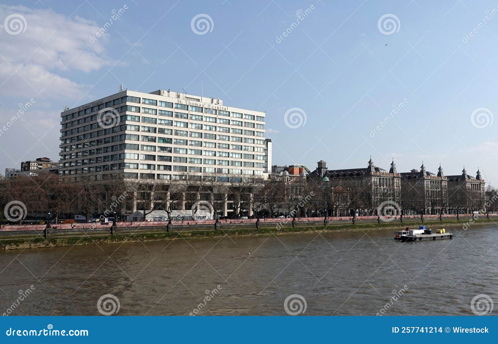 St Thomas Hospital on the River Thames in London Editorial Stock Image ...