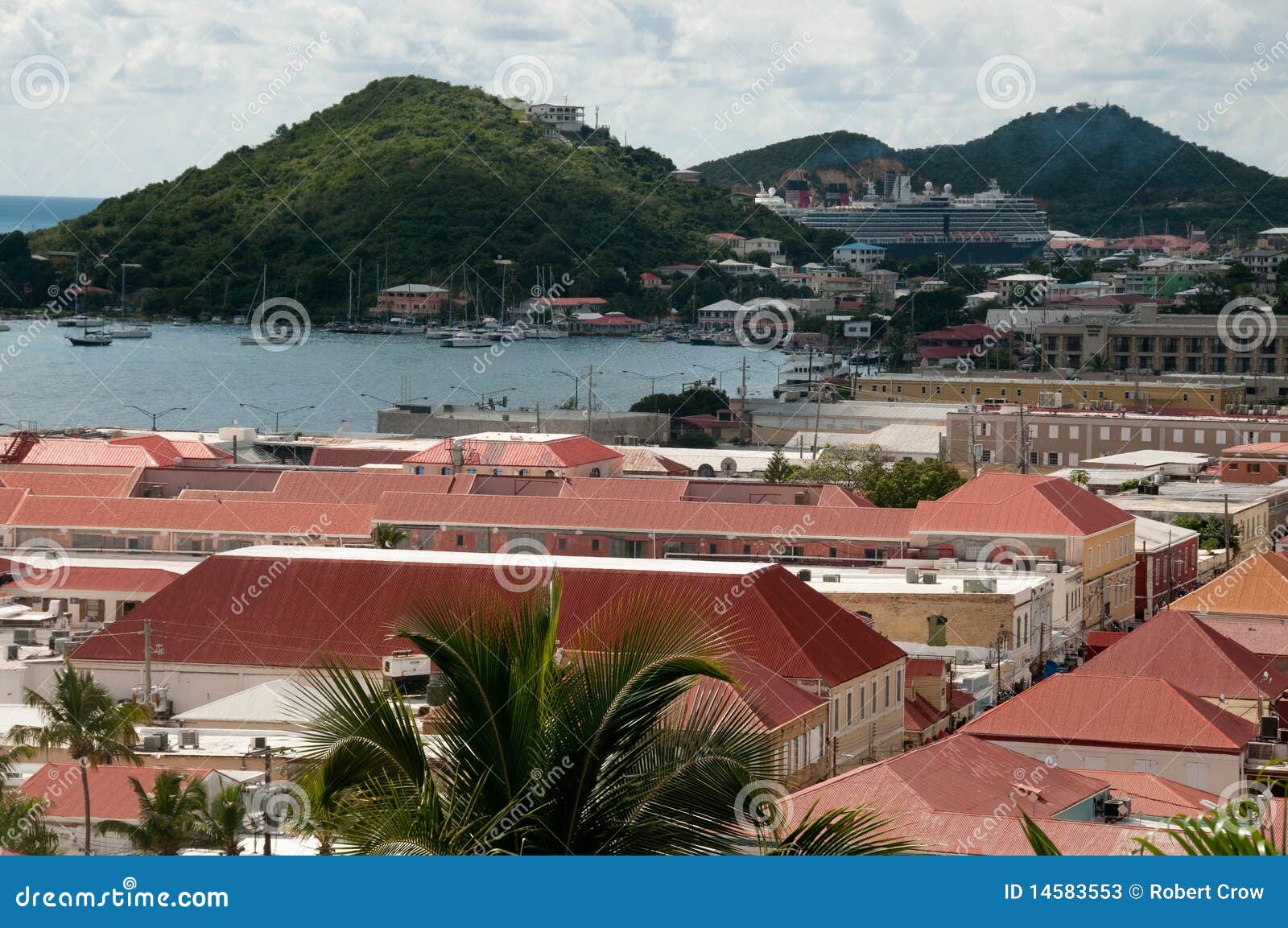 St. Thomas Skyline stock image. Image of frond, building - 14583553