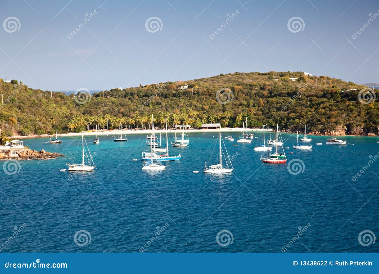 St. Thomas V.I. Harbor with Sailboats Stock Photo - Image of sand ...