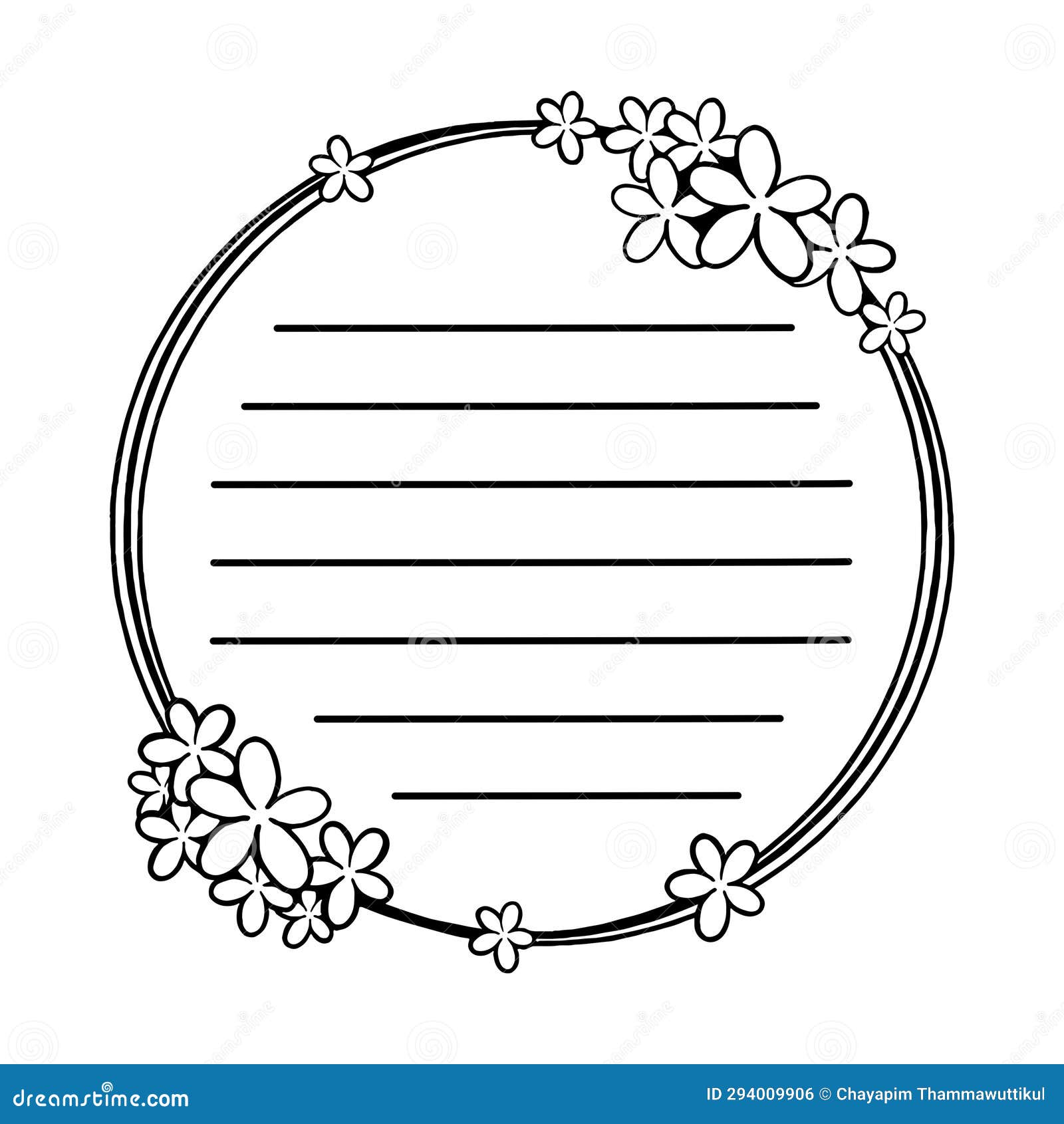 ST024 Three Circle Flowers Note Stock Vector - Illustration of ...