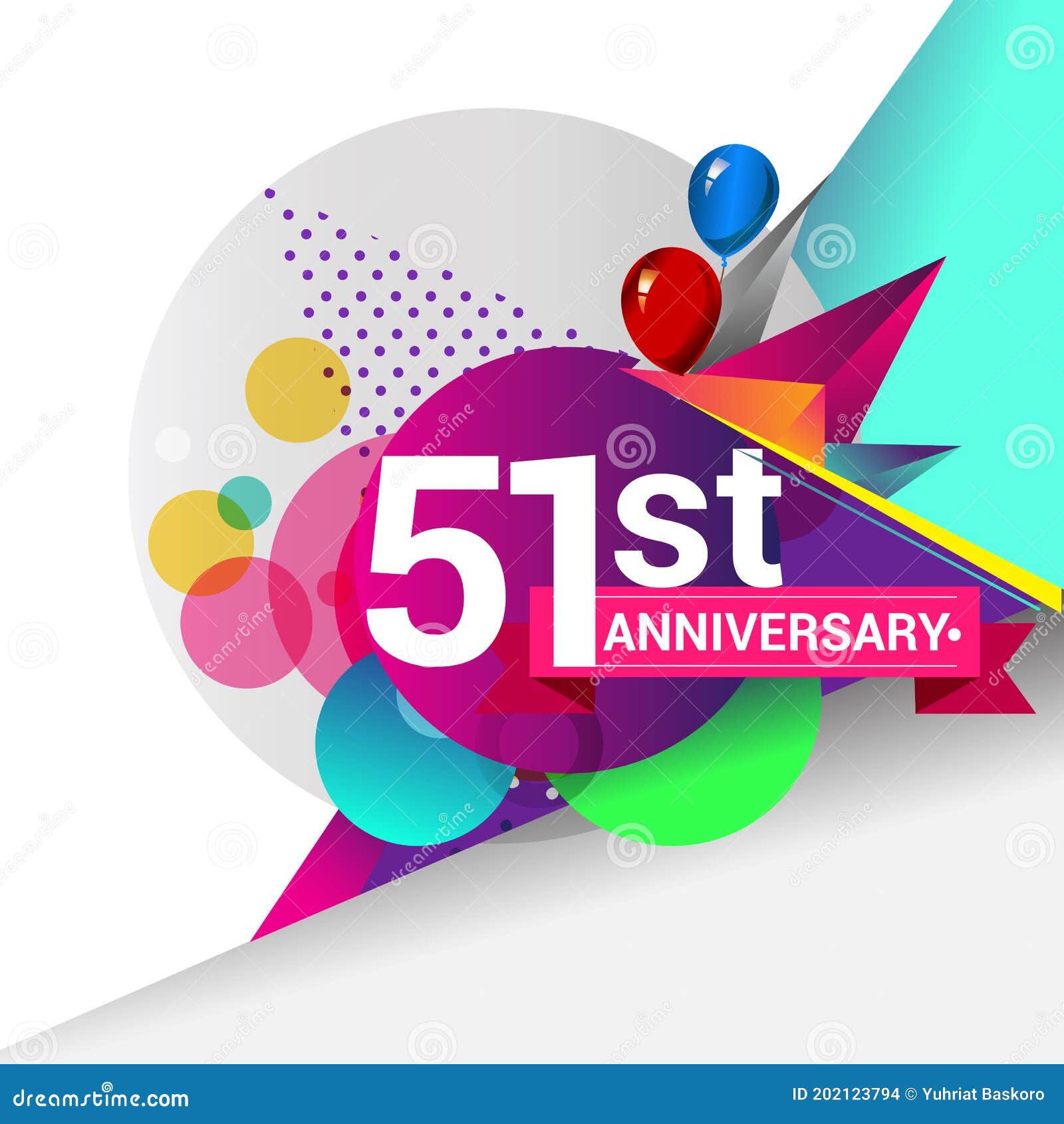 51st Years Anniversary Logo with Colorful Geometric Background, Vector ...