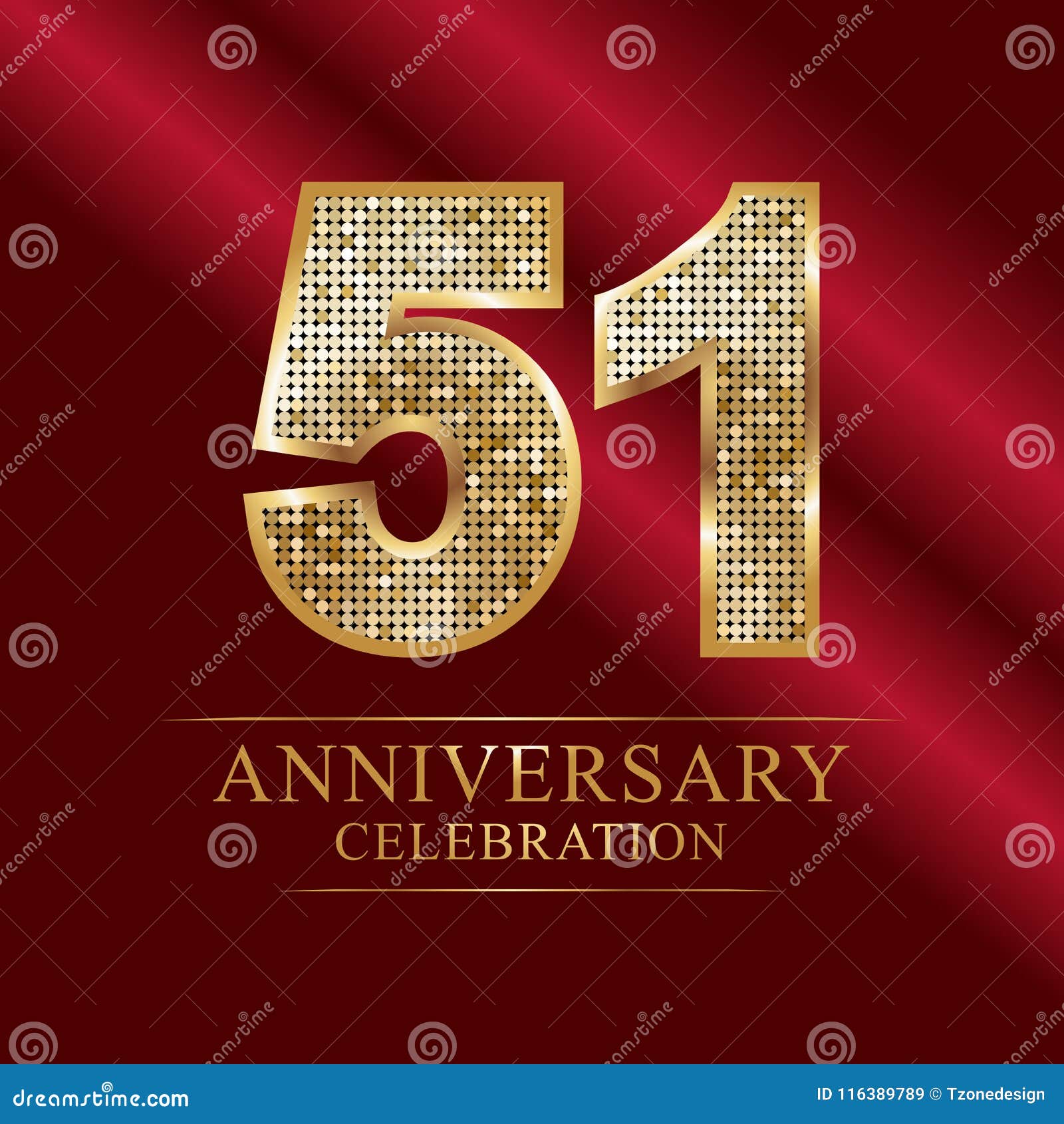 51st Years Anniversary Logotype Disco Style. Stock Illustration ...