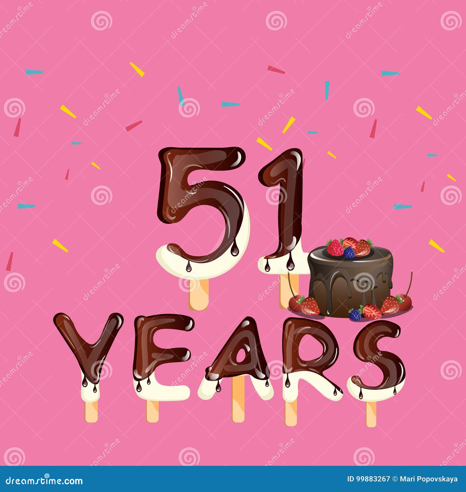 51st Happy Birthday Lettering, 51 Years Birthday Beautiful Typography ...