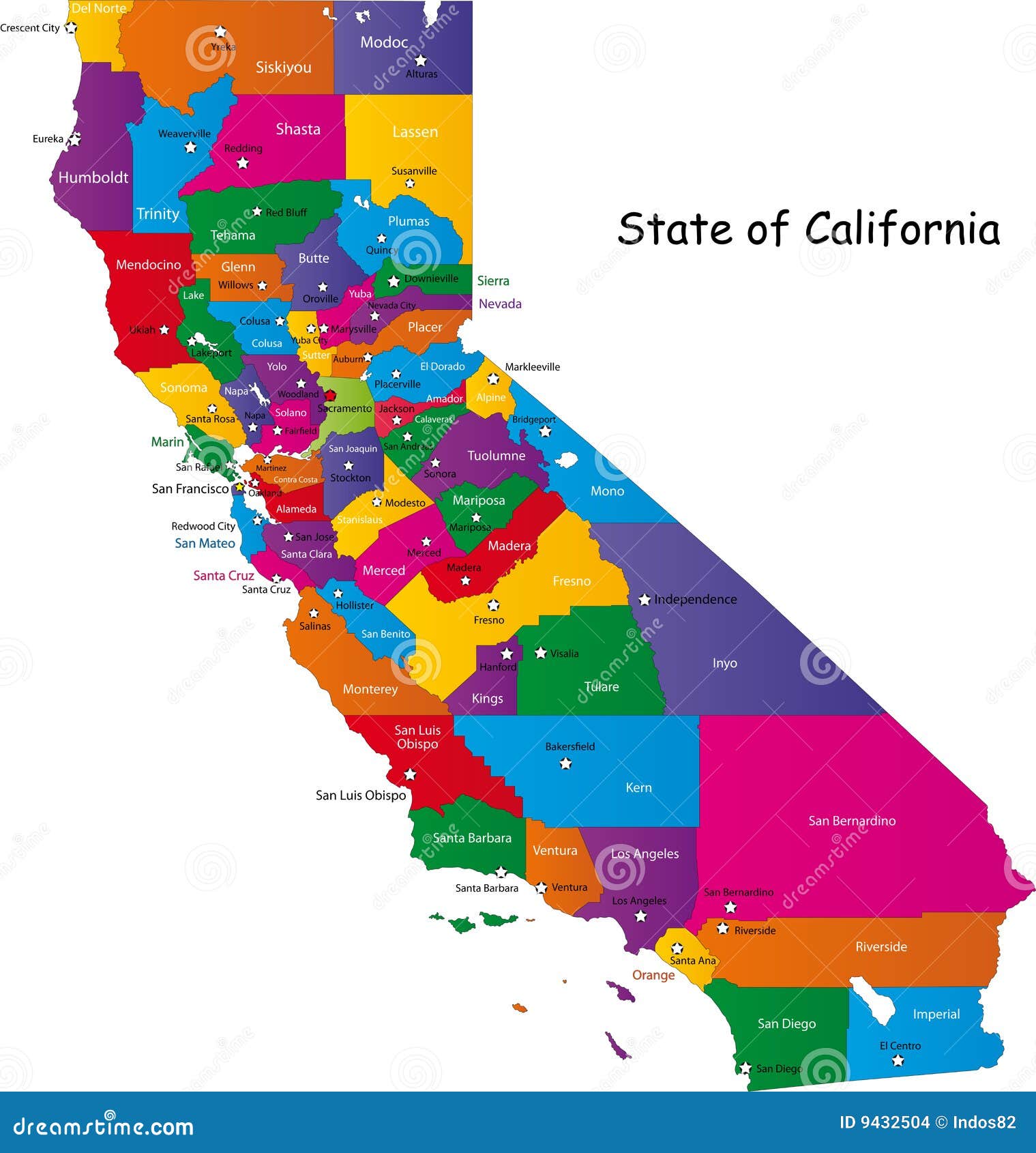 Staat van Californië vector illustratie. Illustration of kleur - 9432504