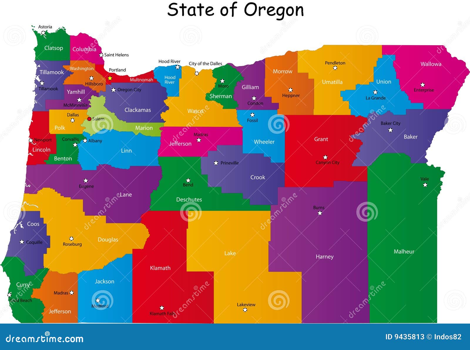 Staat van Oregon vector illustratie. Illustration of reis - 9435813