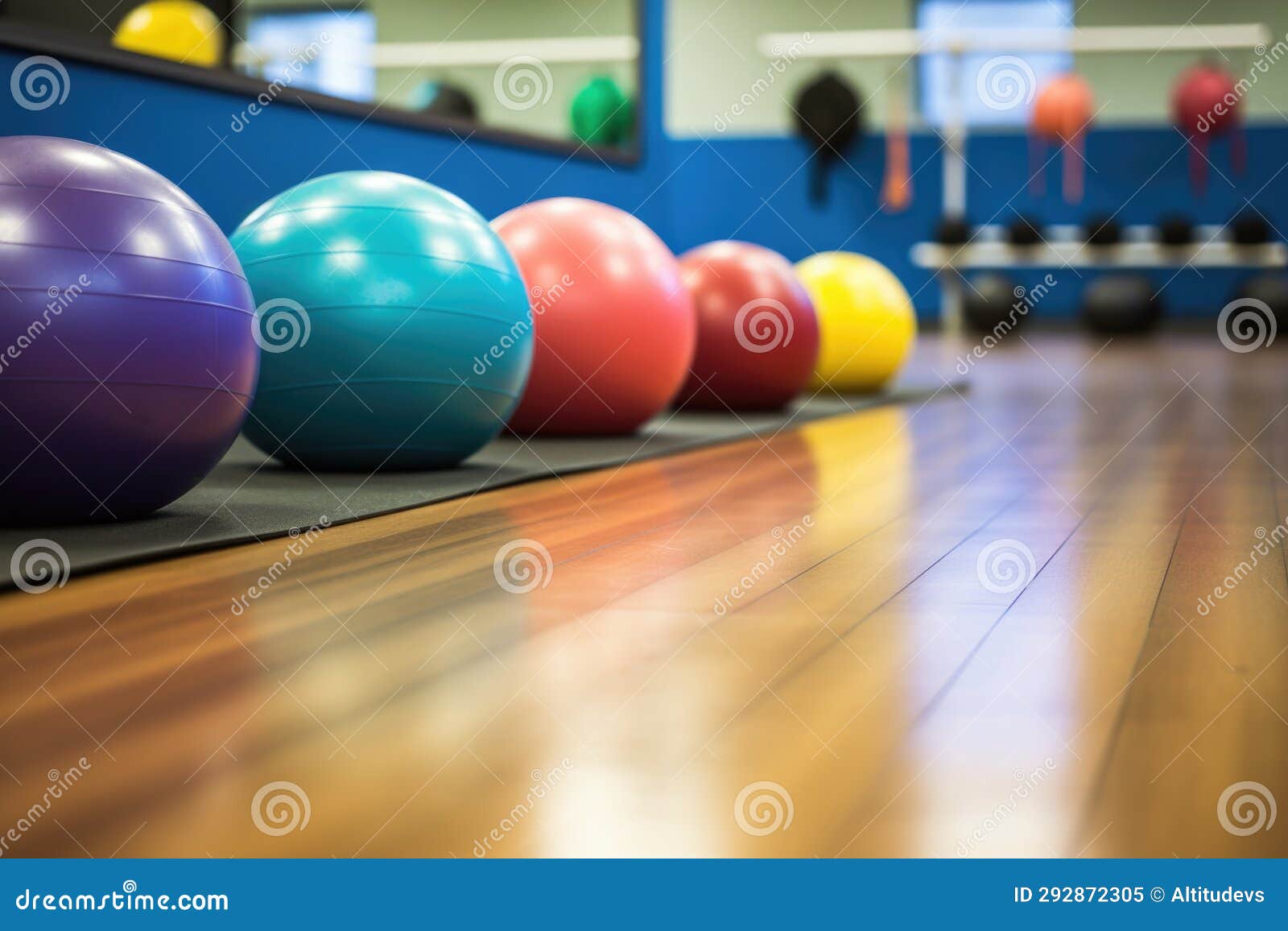Stability Balls in a Row, Ready for a Core Workout Stock Image - Image ...