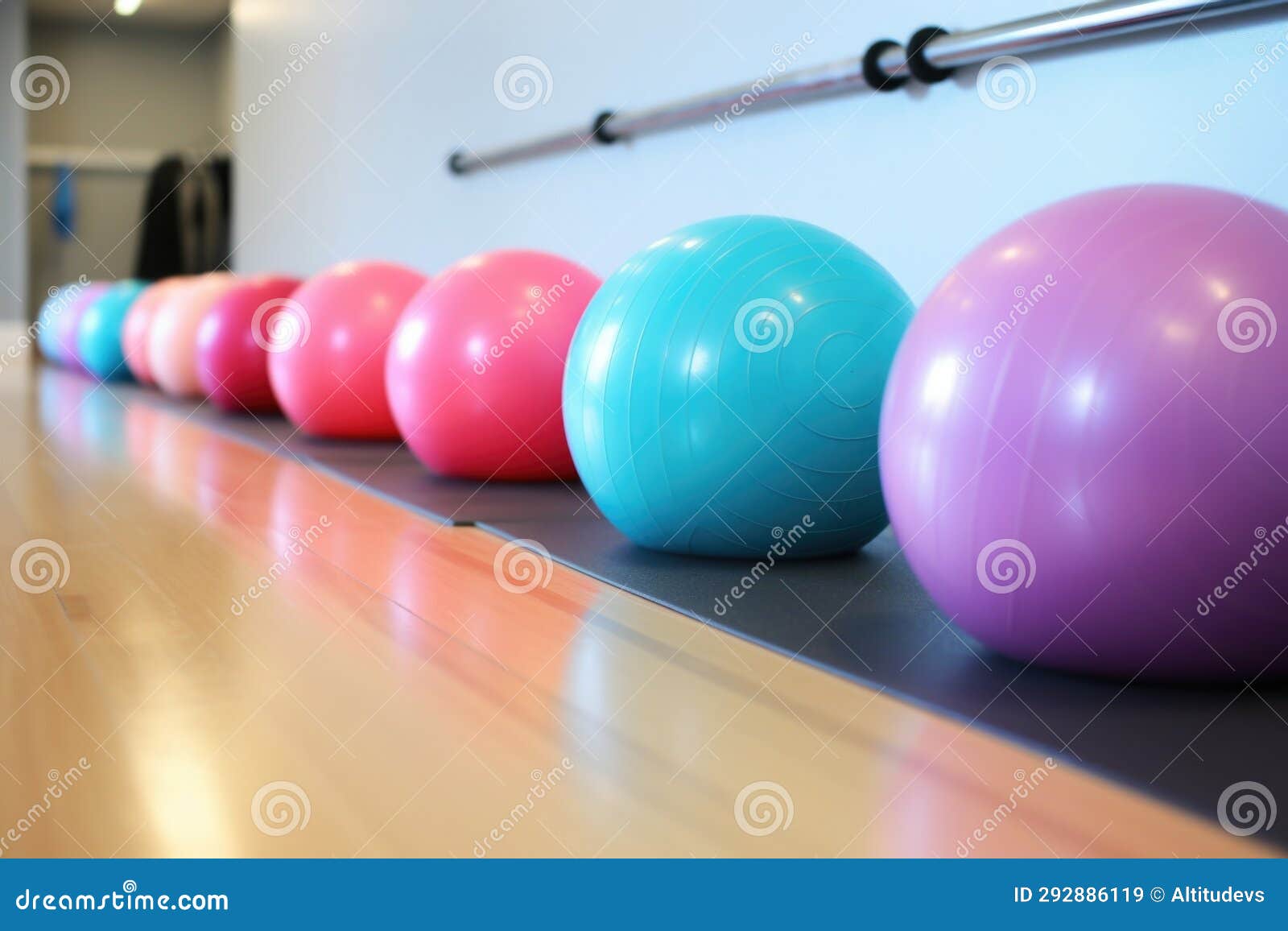 Stability Balls in a Row, Ready for a Core Workout Stock Image - Image ...