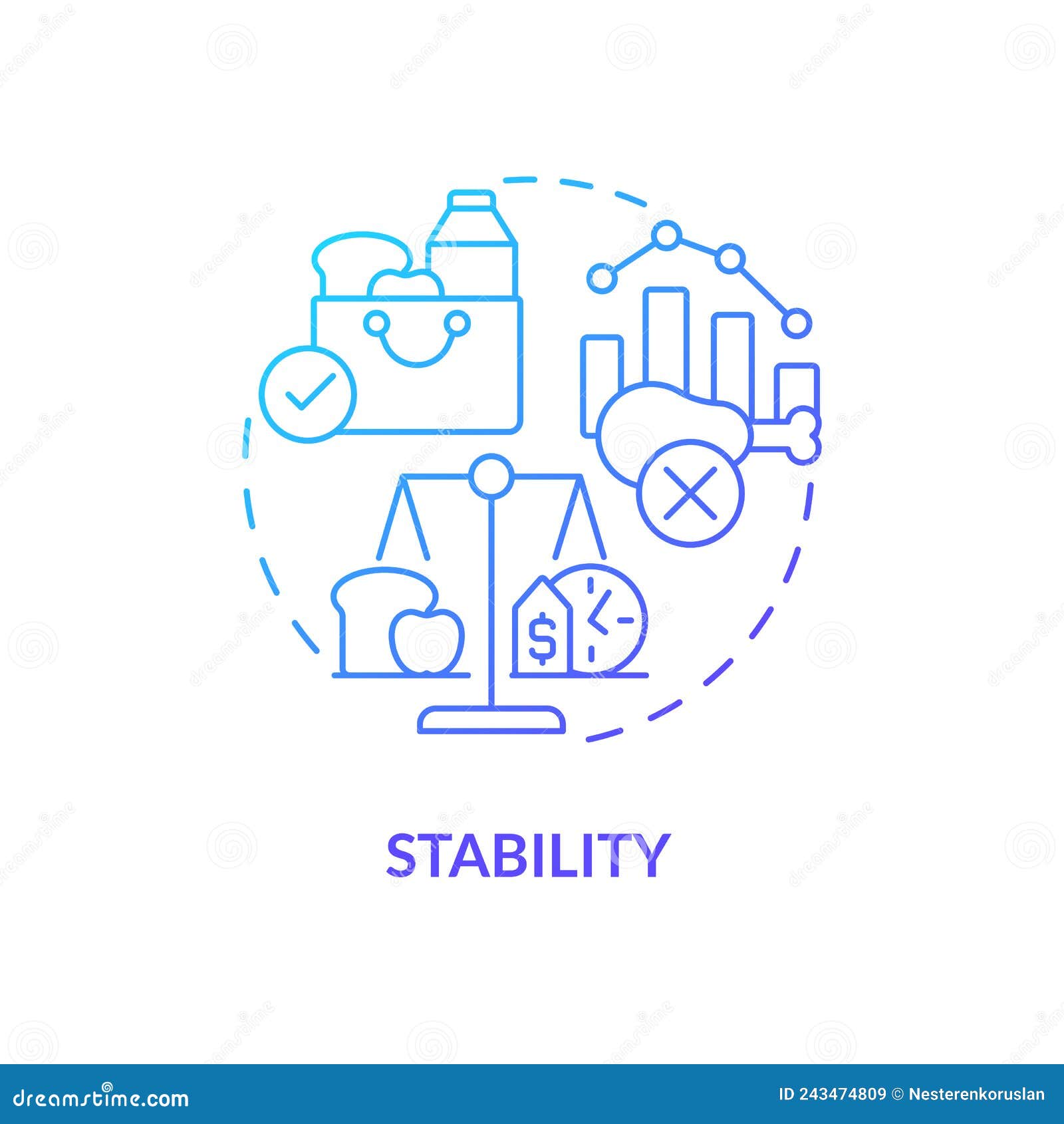 Stability Blue Gradient Concept Icon Cartoon Vector | CartoonDealer.com ...