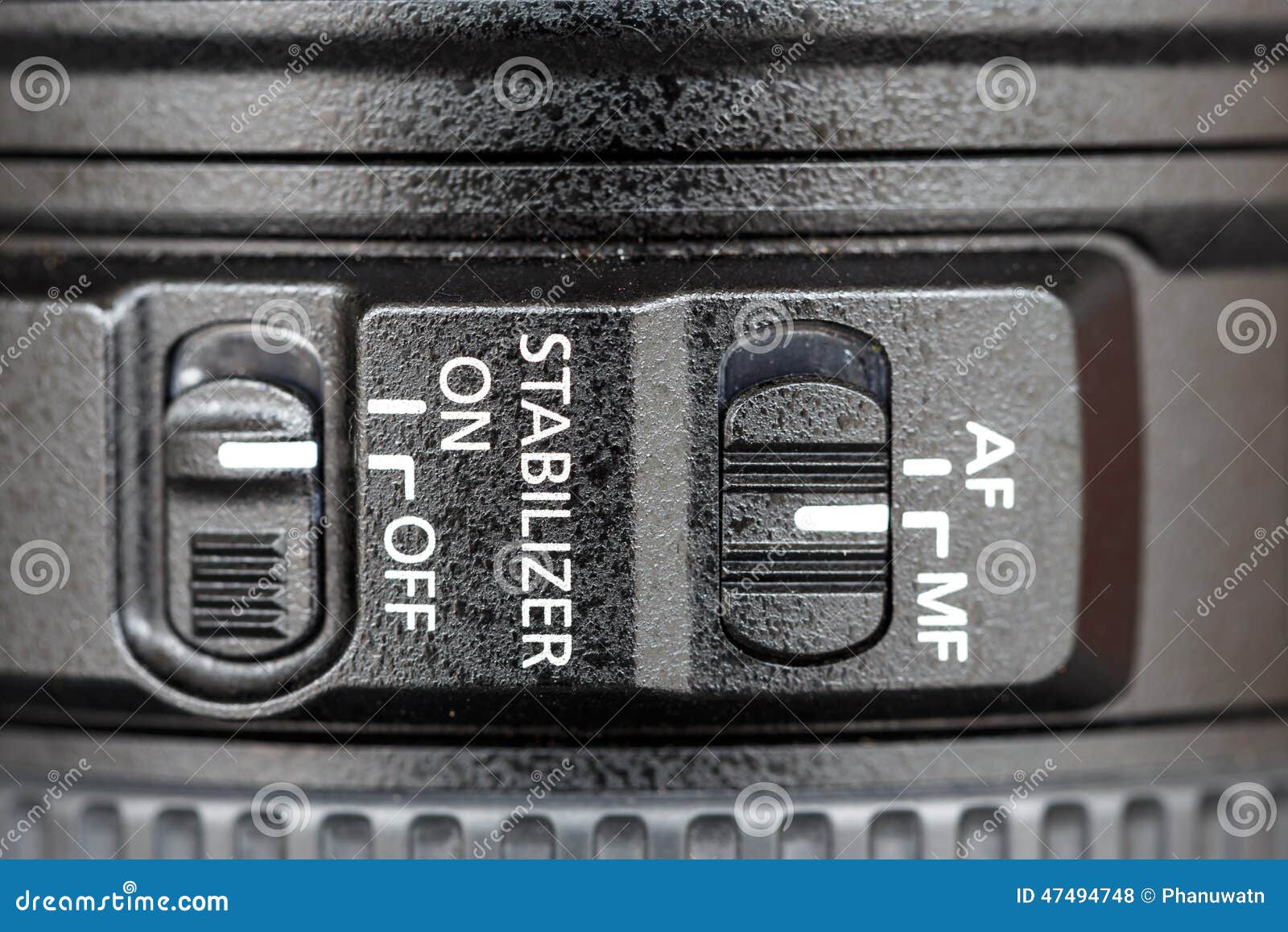 Stabilizer button on lens stock photo. Image of glass - 47494748