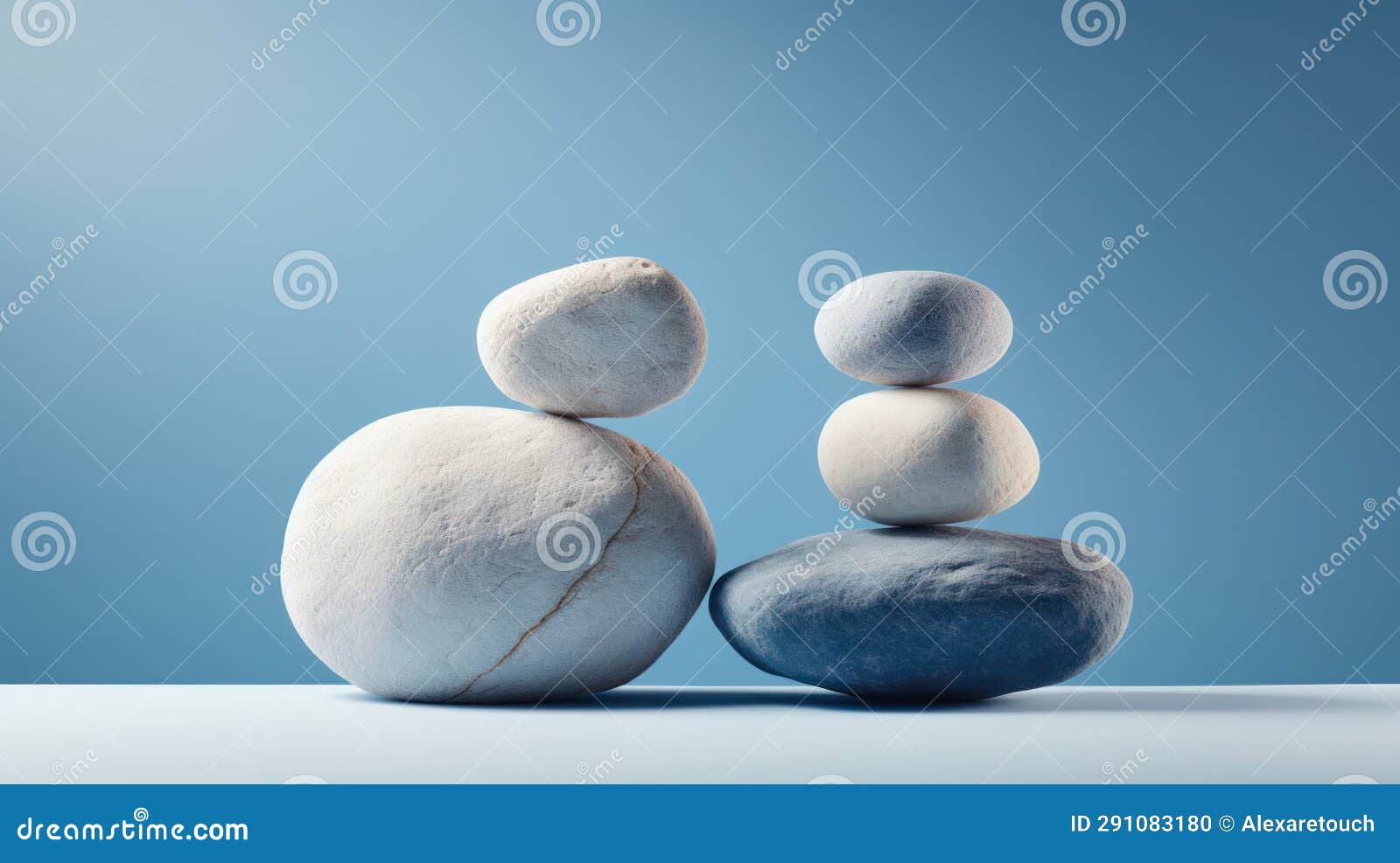 Stable Harmonious Composition of Stones, on a Soft Blue Background ...