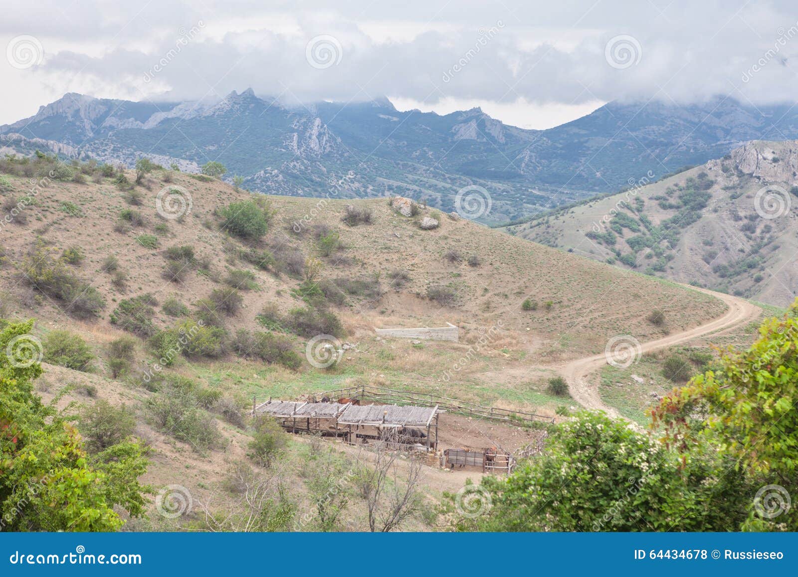 Stable in the mountains stock photo. Image of farm, construction - 64434678