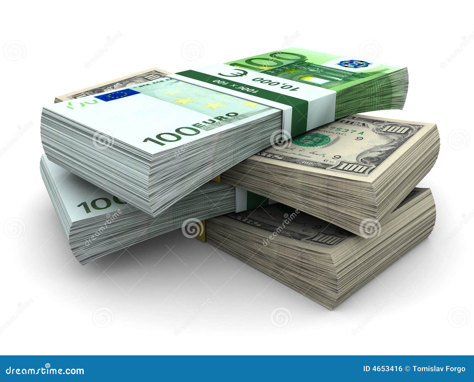 Stack of $100 and 100â‚¬ Bills Stock Illustration - Illustration of ...