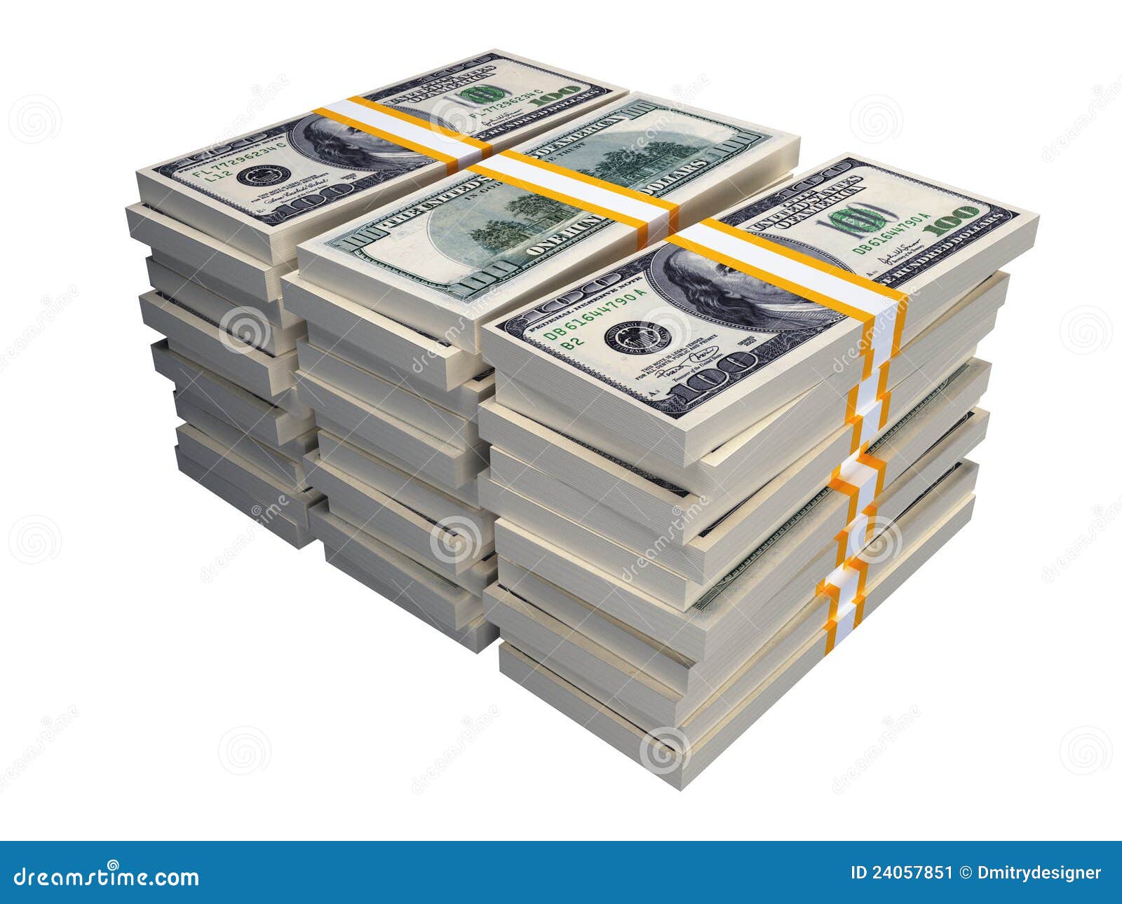 Stack of $100 bills stock illustration. Illustration of bank - 24057851