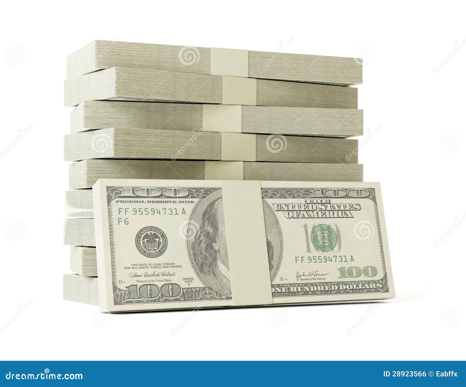 Stack of $100 bills stock photo. Image of isolated, savings - 28923566