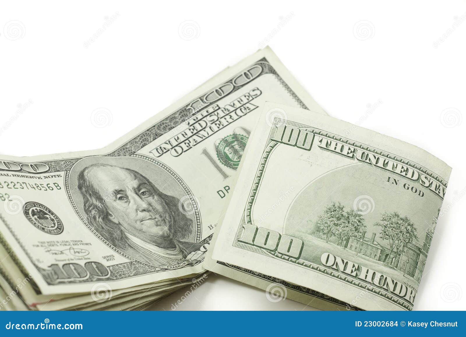 Stack of 100 Dollar Bills One Folded Stock Photo - Image of expressive ...