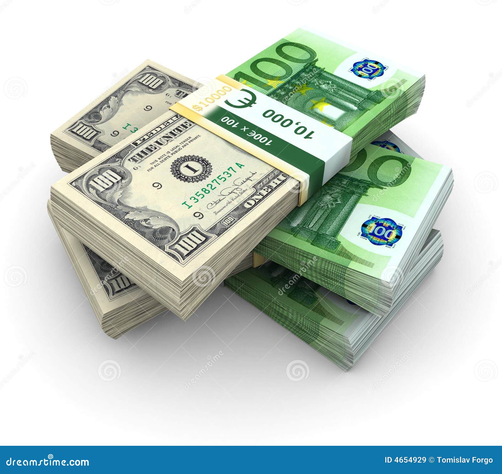 Stack of 100 Eurodollar stock illustration. Illustration of paper - 4654929