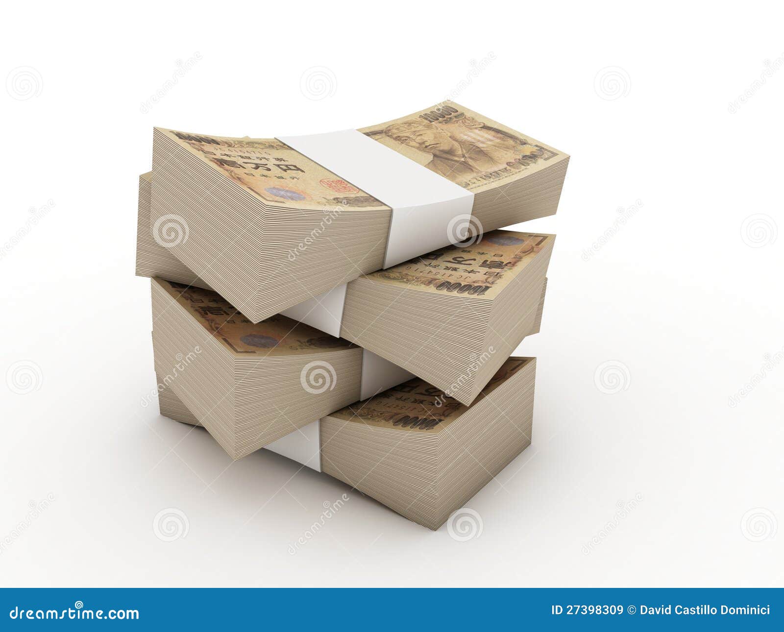 Stack of 10000 yen bills stock illustration. Illustration of banking ...