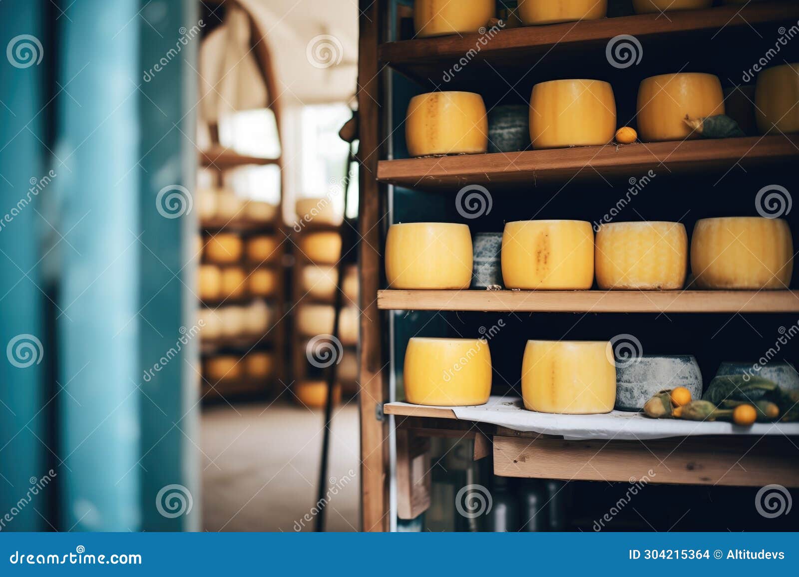 Stack of Aged Cheese Wheels in a Cheese-aging Cellar Stock Photo ...
