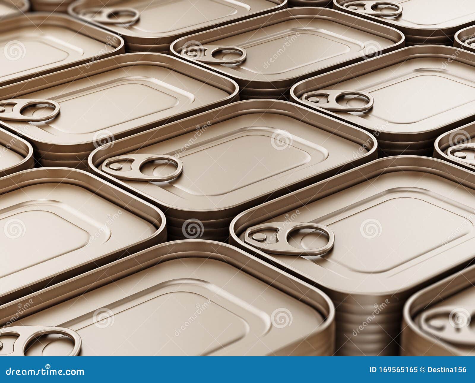 Stack of Aligned Fish Cans. 3D Illustration Stock Illustration ...