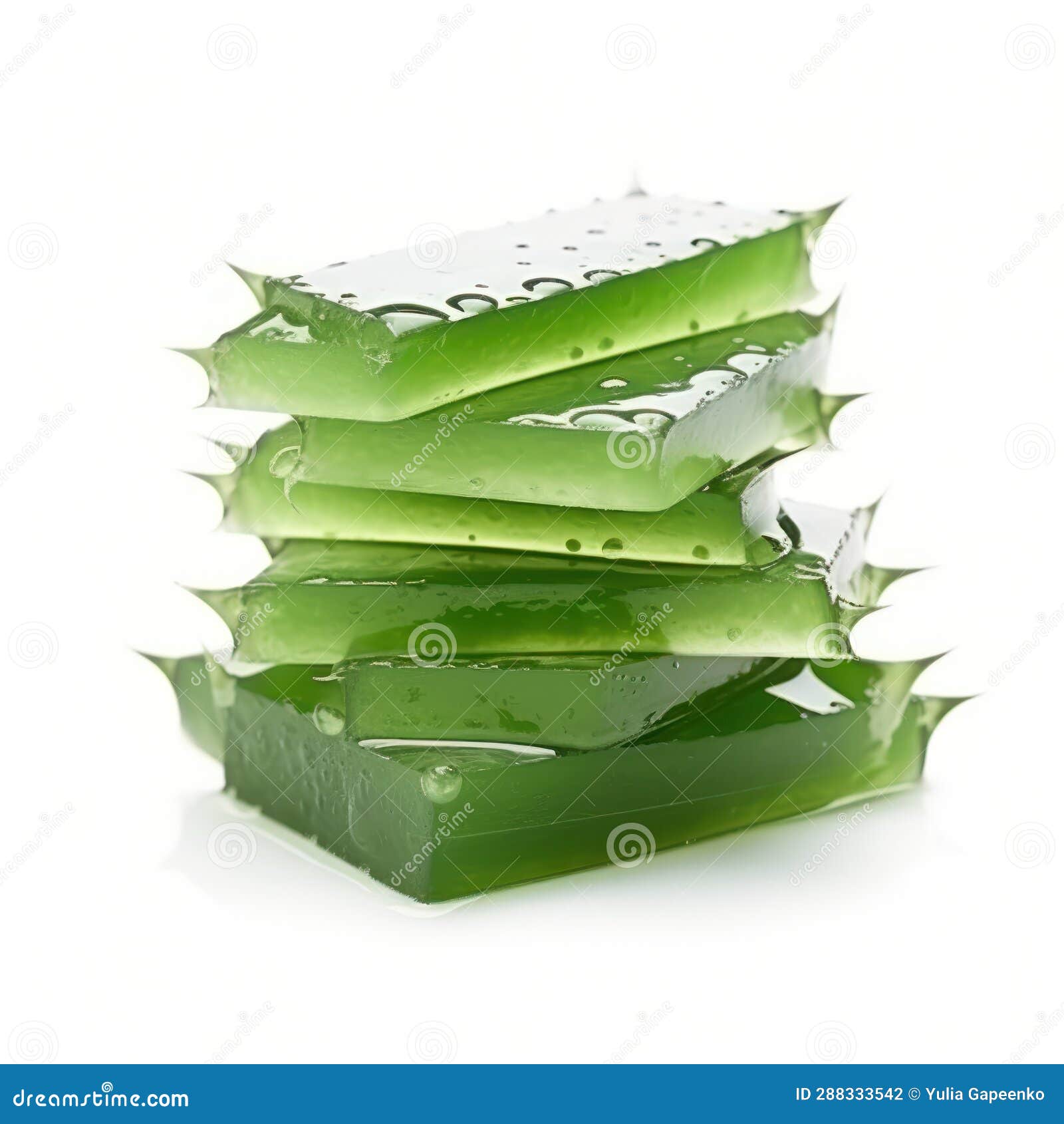 Stack of Aloe Vera Sliced with Gel Dripping Isolated Stock Photo ...