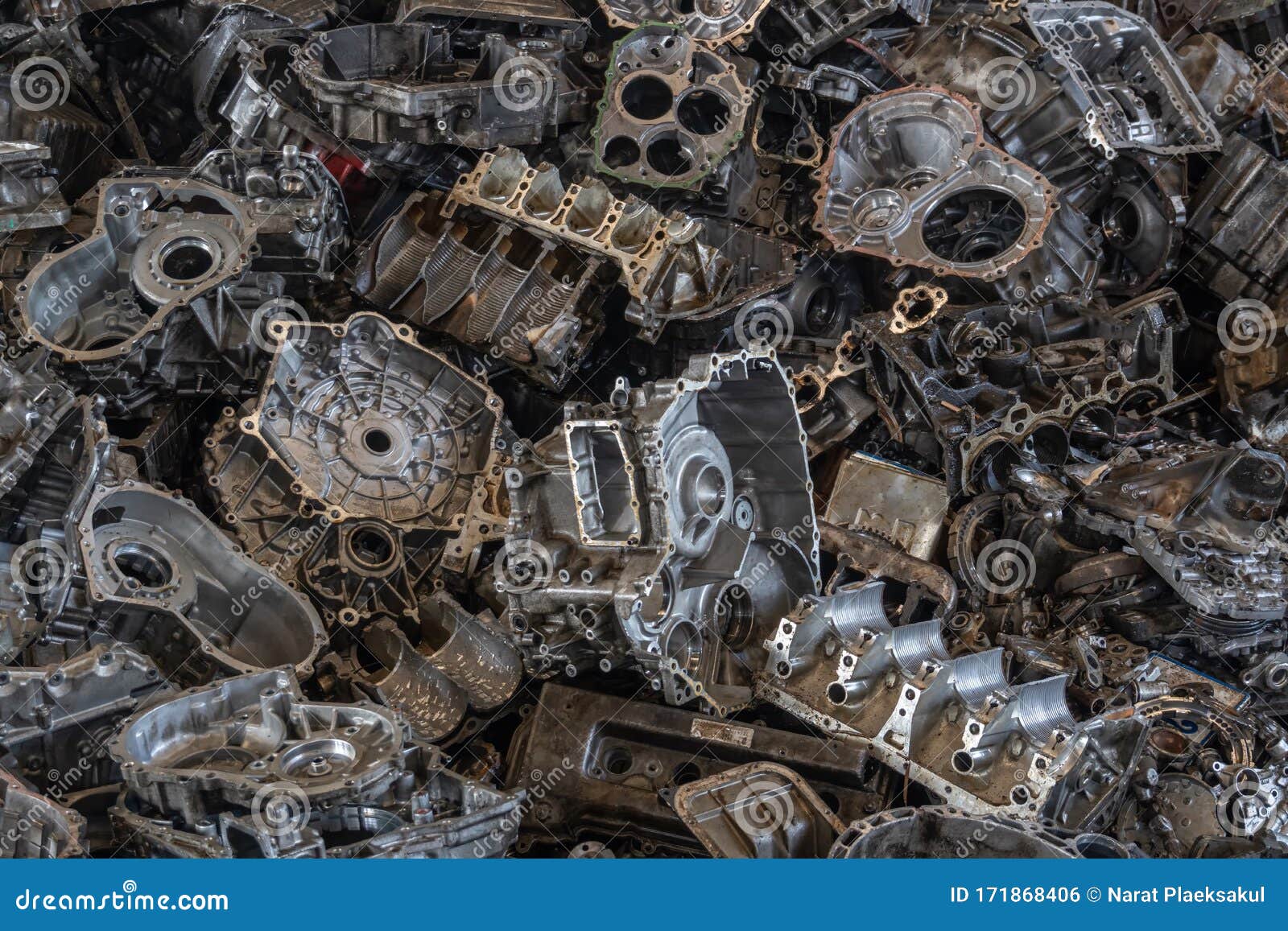 Stack of Aluminium Alloy Cylinder Head for Recycling. Scrap Engines ...