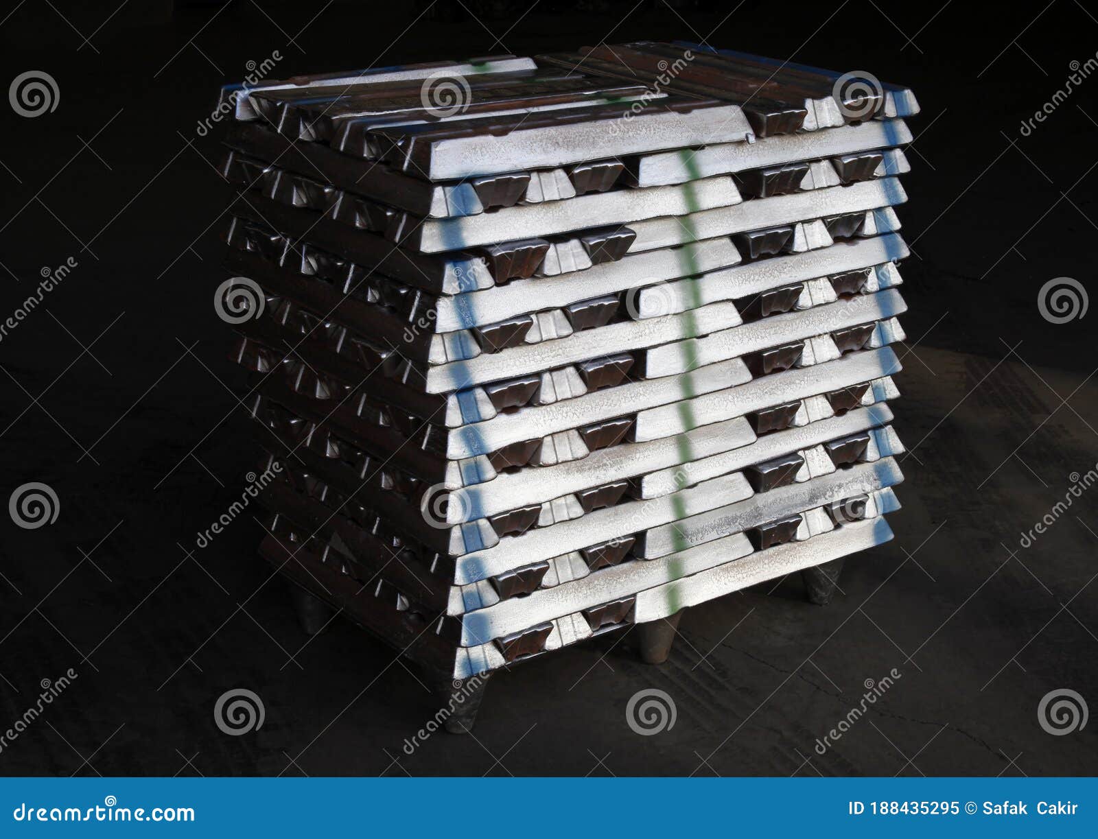 Stack of Aluminum ingots stock image. Image of gray - 188435295