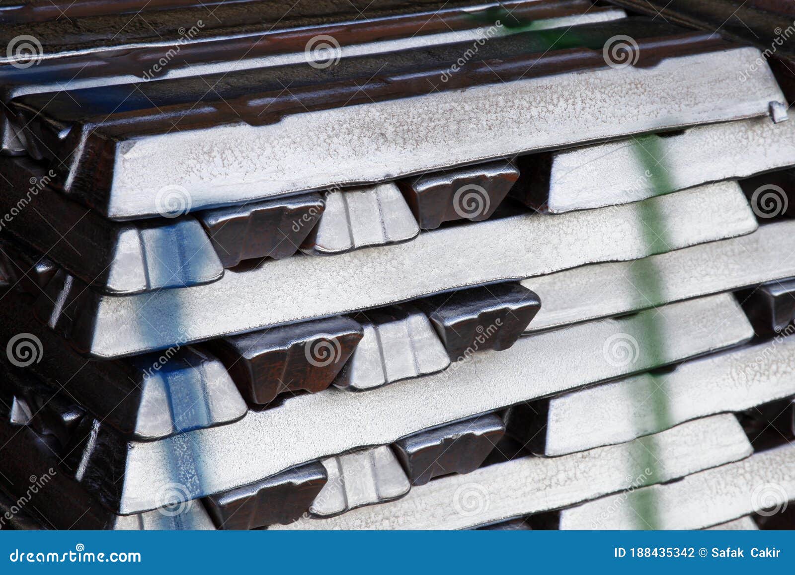 Stack of Aluminum ingots stock photo. Image of heavy - 188435342